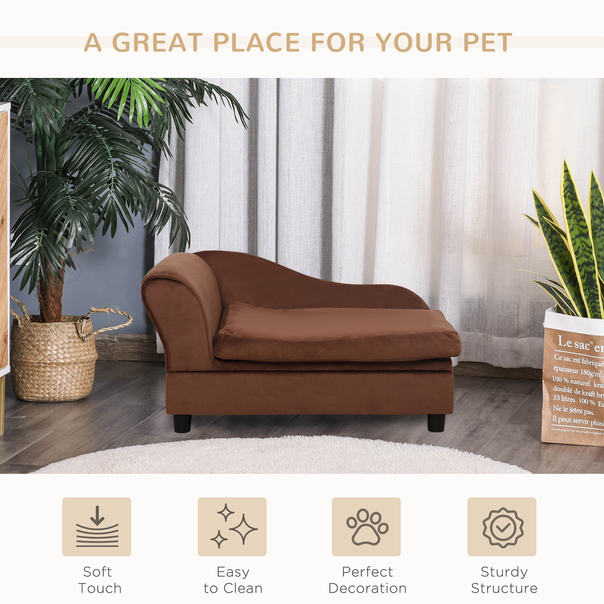 PawHut Pet Sofa Bed Couch with Storage, Pet Sofa for Cats and Small ...