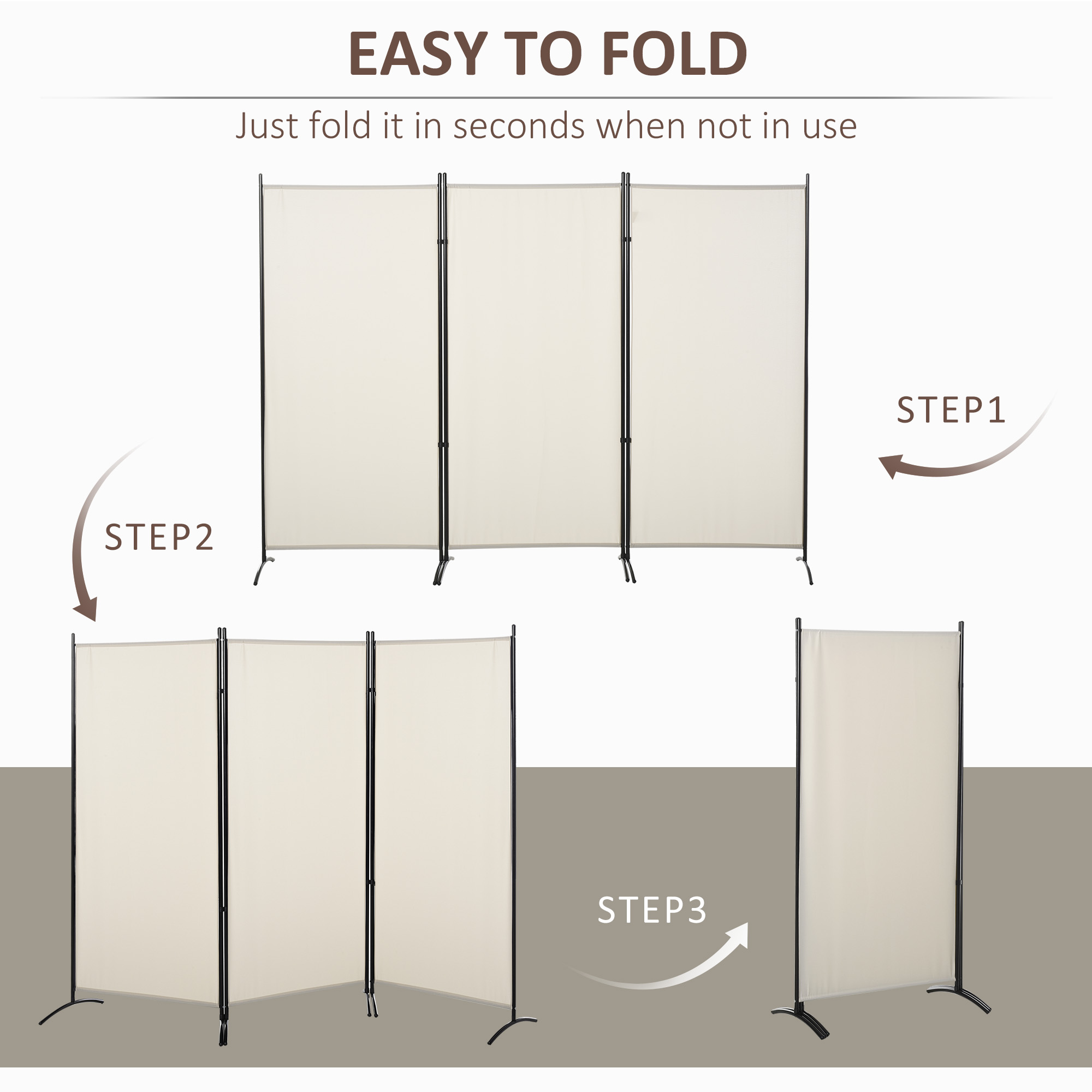 HOMCOM 6' 3 Panel Room Divider, Indoor Privacy Screen for Home, Beige ...