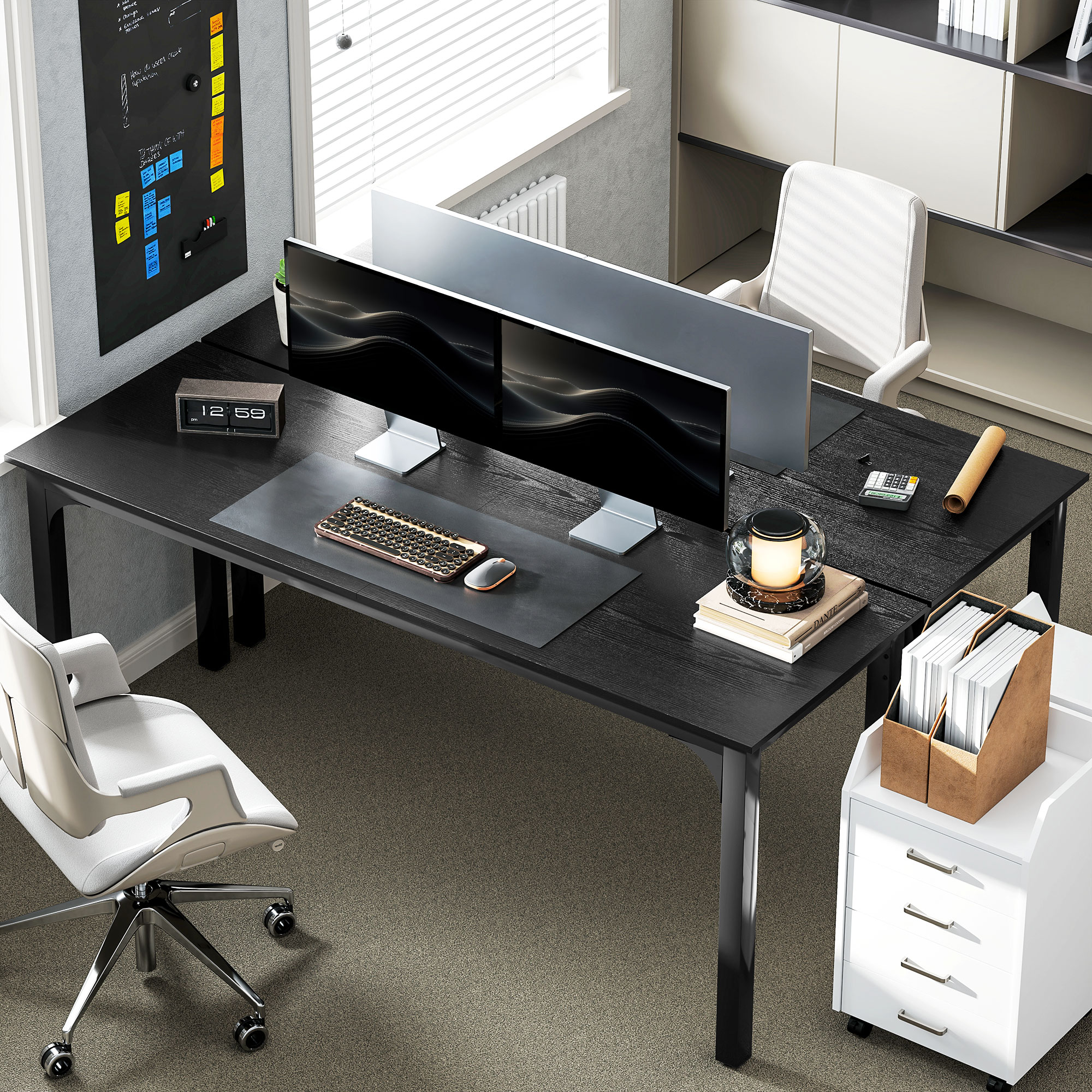 HOMCOM 70.9" Computer Desk, Desktop Desk with Metal Legs, Black | Aosom.com