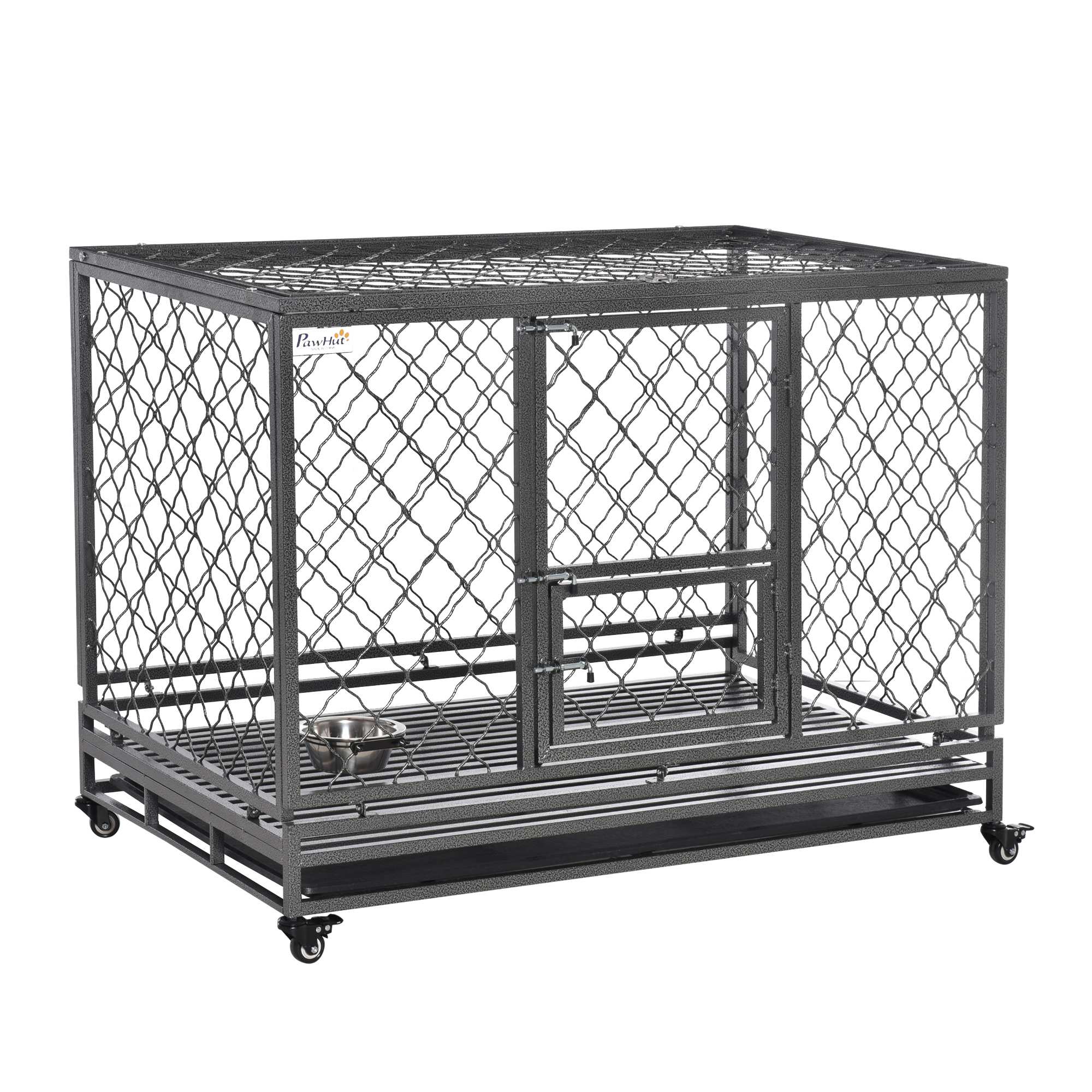 PawHut Large Dog Cage Puppy Kennel w/ Wheels & Lockable Door for Large ...