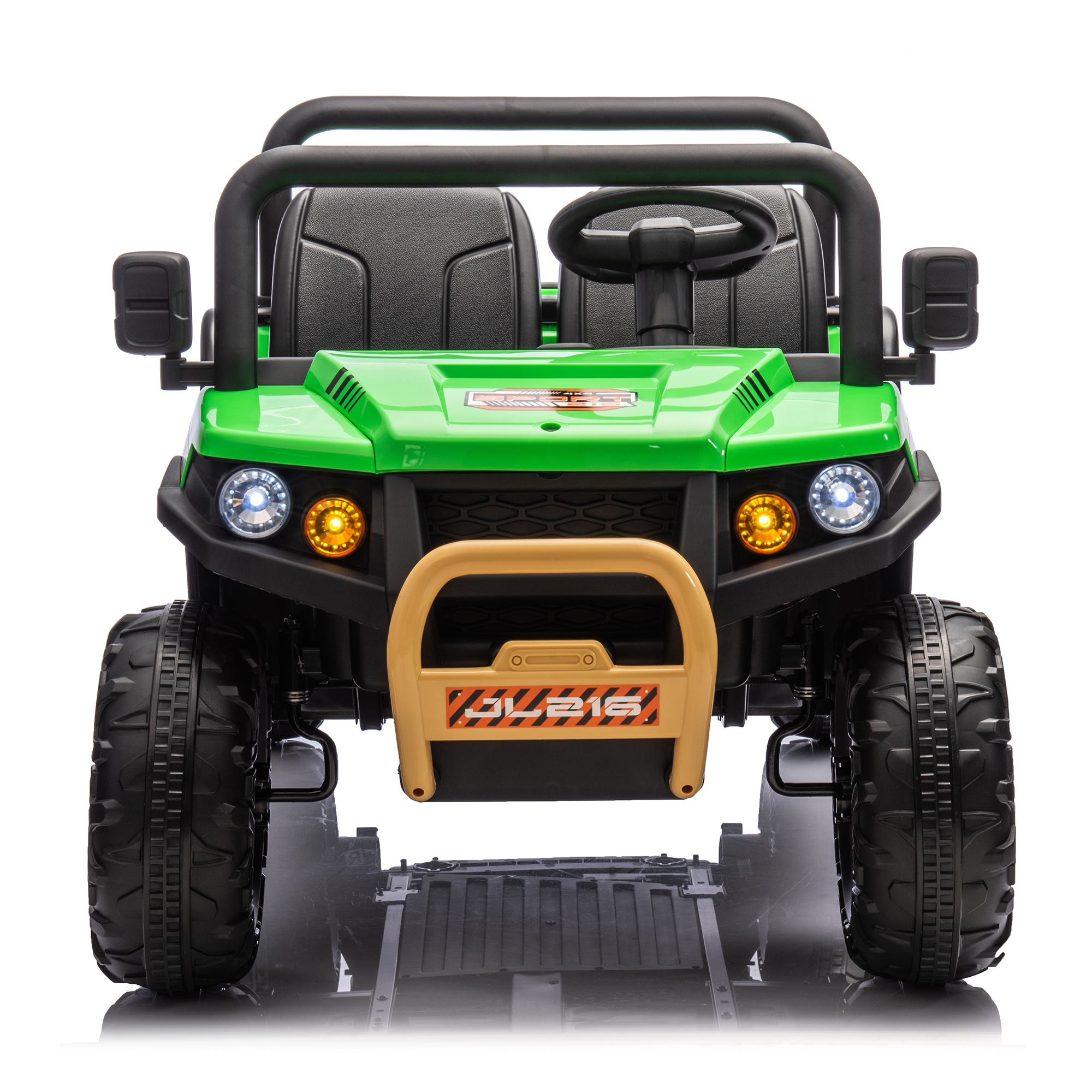 24V 2-Seater Kids Ride On UTV with Automatic Tipping Bucket, Green ...