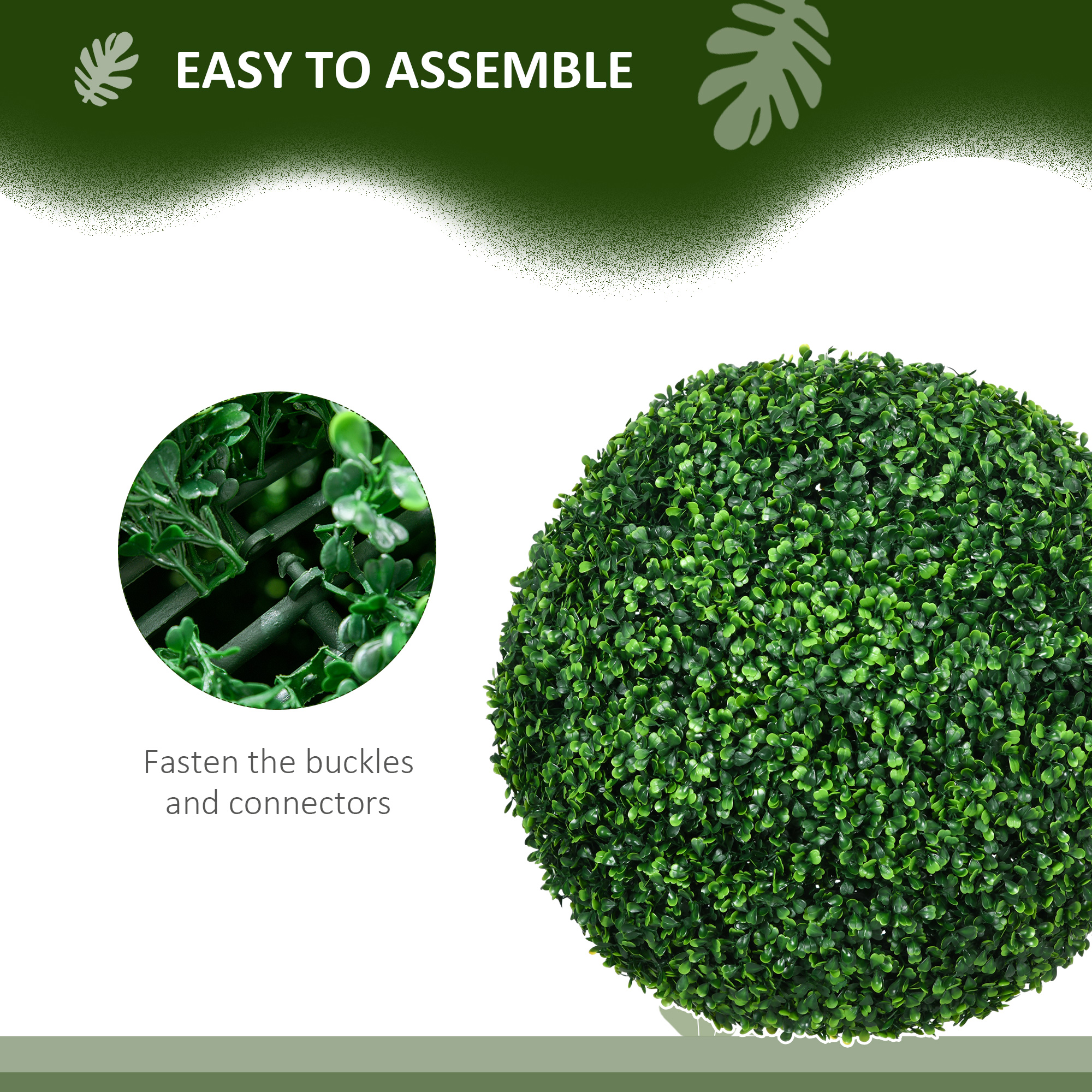 HOMCOM 2 Pack 19.75" Artificial Tree Ball, Boxwood Topiary Preserved ...