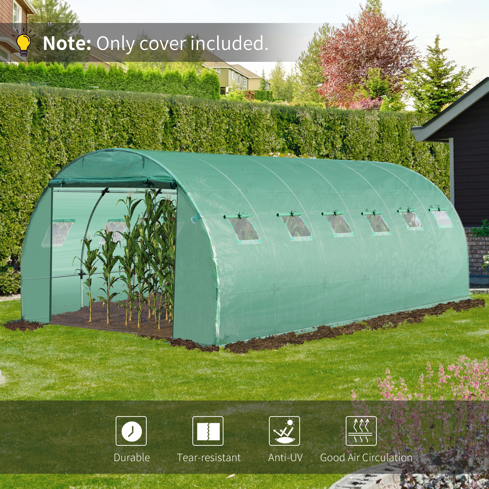 Outsunny 20' x 10' x 7' Greenhouse Replacement Walk-in PE Hot House ...