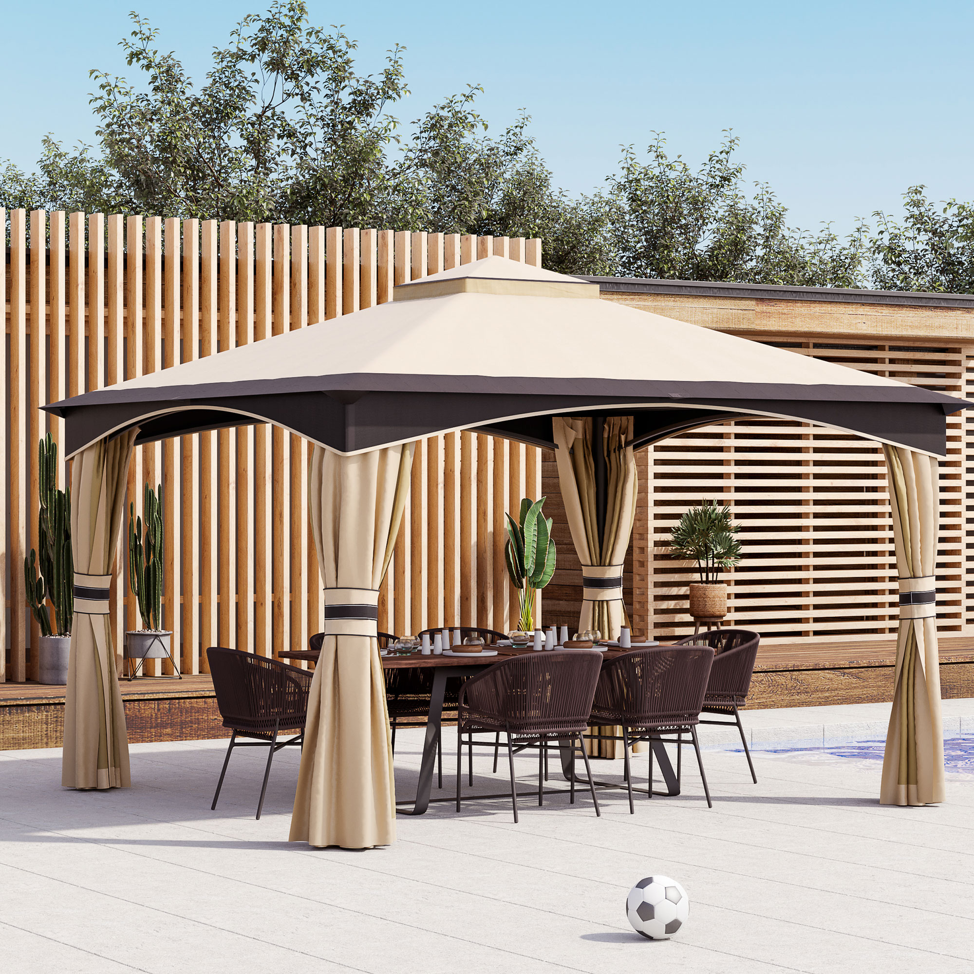 Outsunny 10' x 12' Soft-top Large Gazebo Canopy Tent with Double Canopy ...