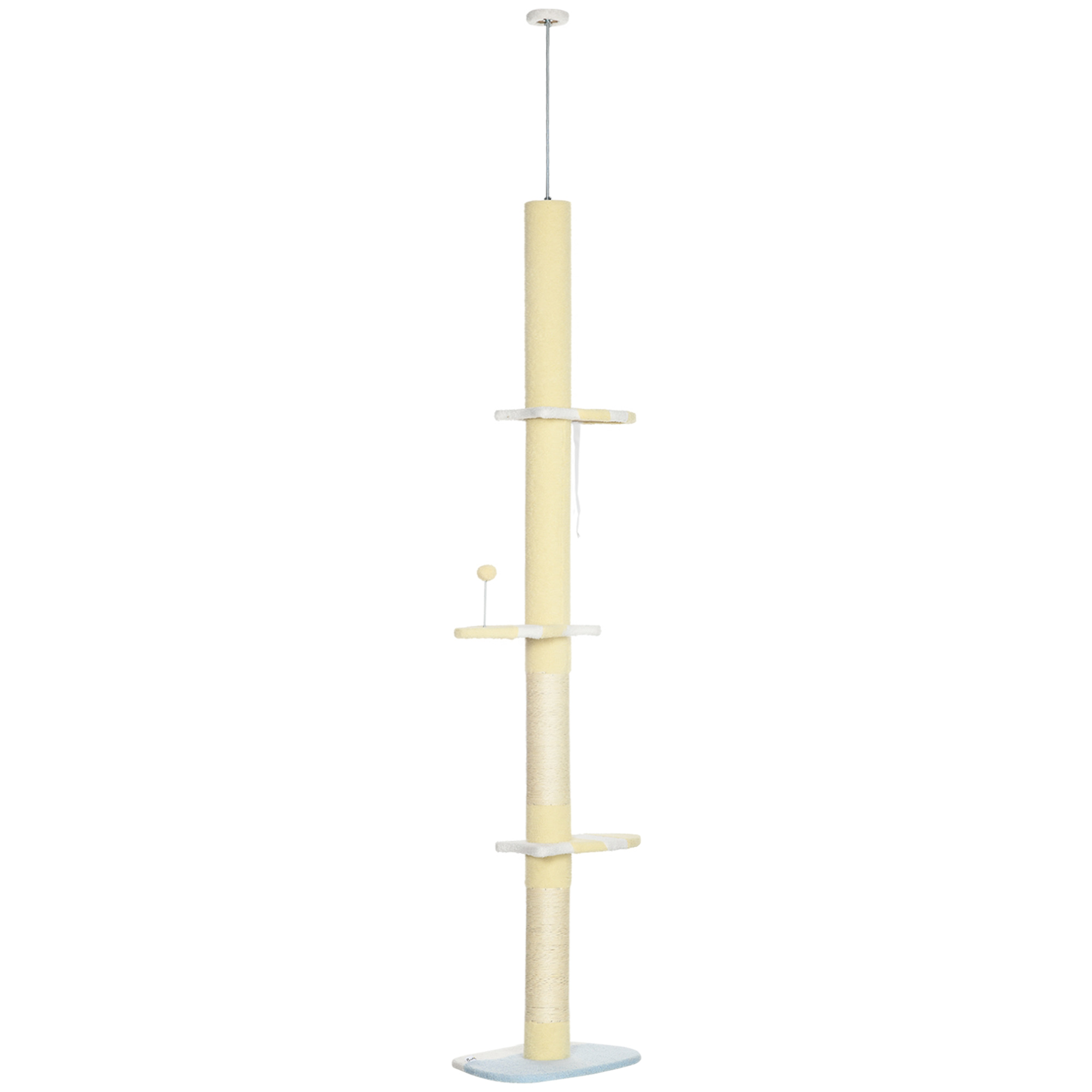 PawHut 87"-102" Floor to Ceiling Cat Tree w/ Sisal Scratching Posts ...