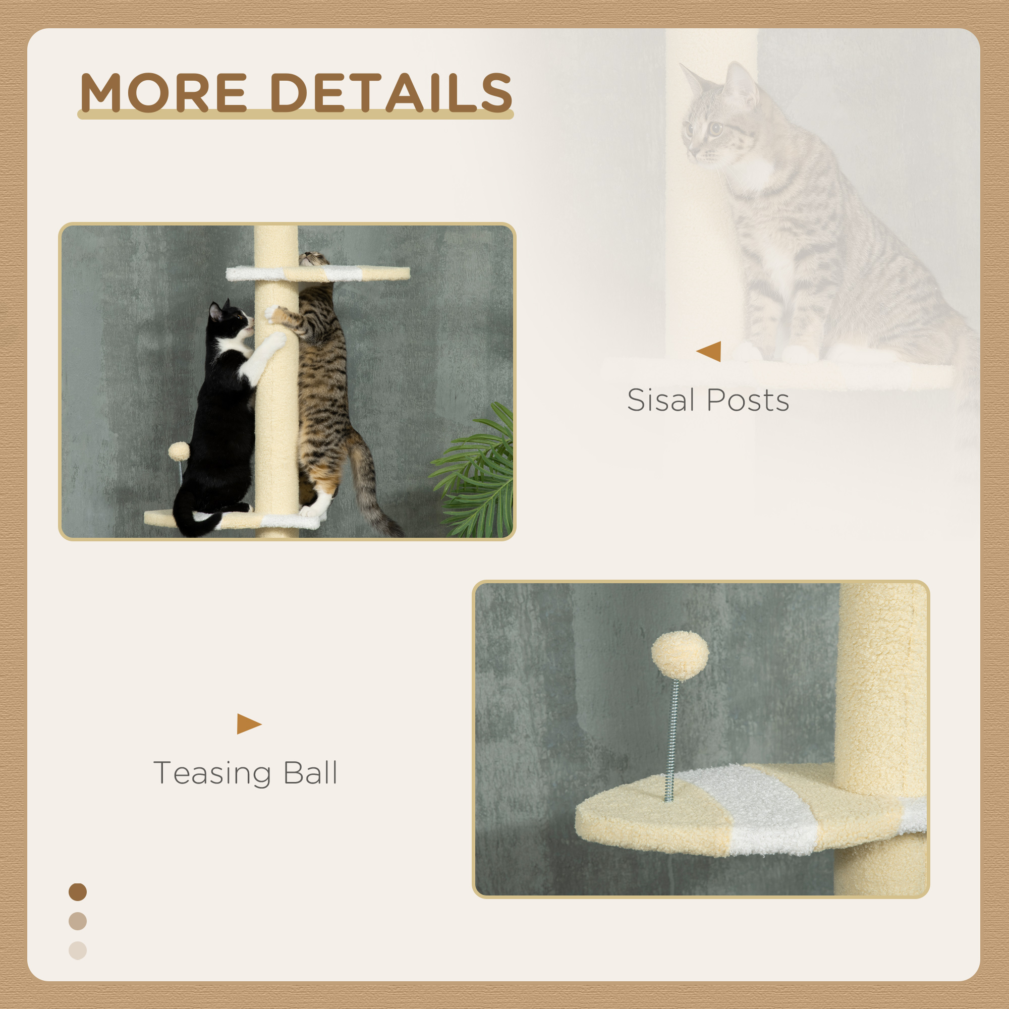PawHut 87"-102" Floor to Ceiling Cat Tree w/ Sisal Scratching Posts ...
