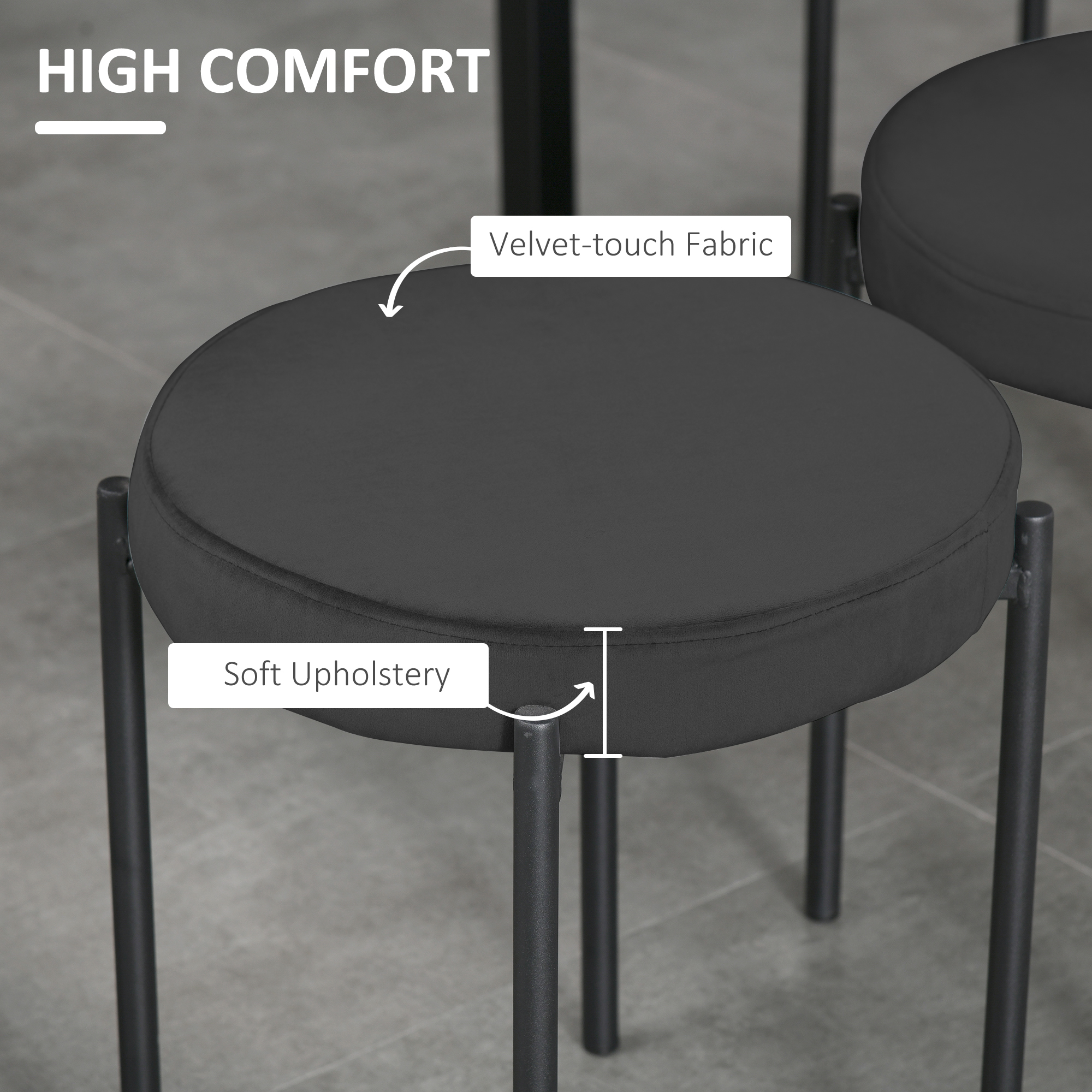 HOMCOM Backless Round Dining Chairs, Modern Stacking Stools Set of 4 ...