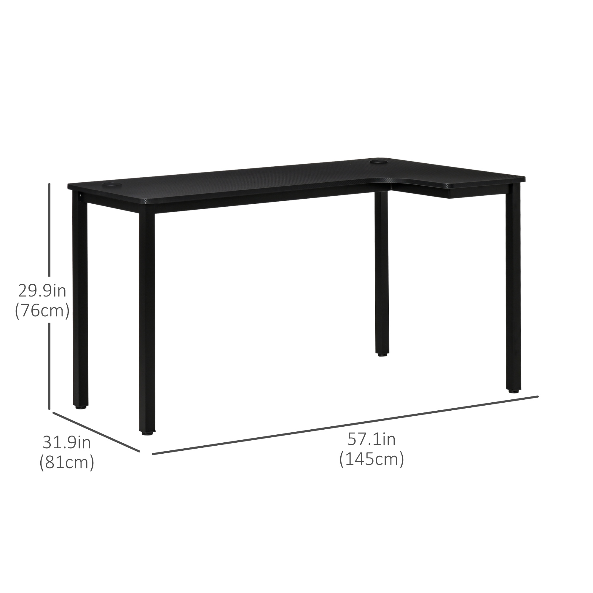HOMCOM L-Shaped Desk, 57 Inch Corner Desk, Computer Table, Writing ...