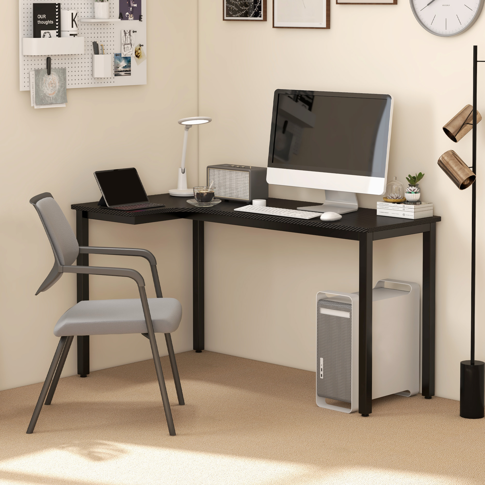 HOMCOM L-Shaped Desk, 57 Inch Corner Desk, Computer Table, Writing ...