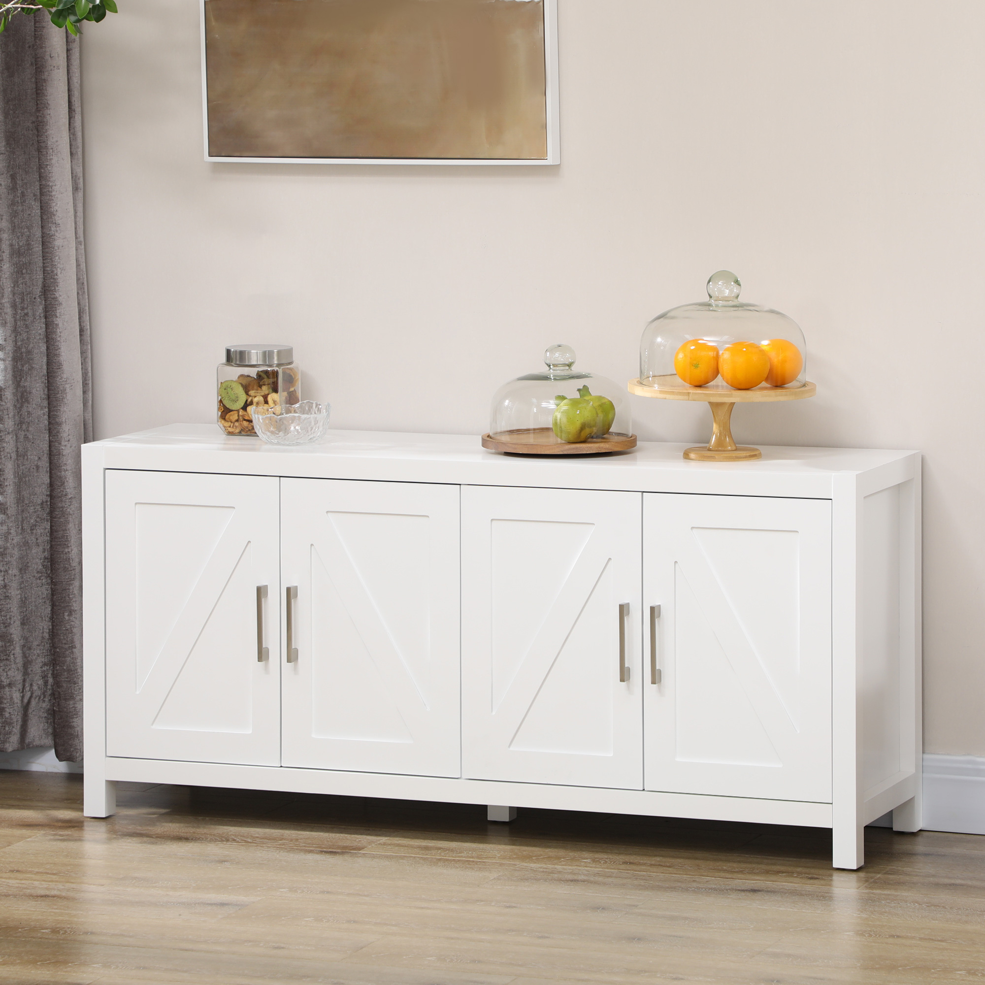 HOMCOM Sideboard Cabinet Buffets Table with Barn Style Doors TV Cabinet ...