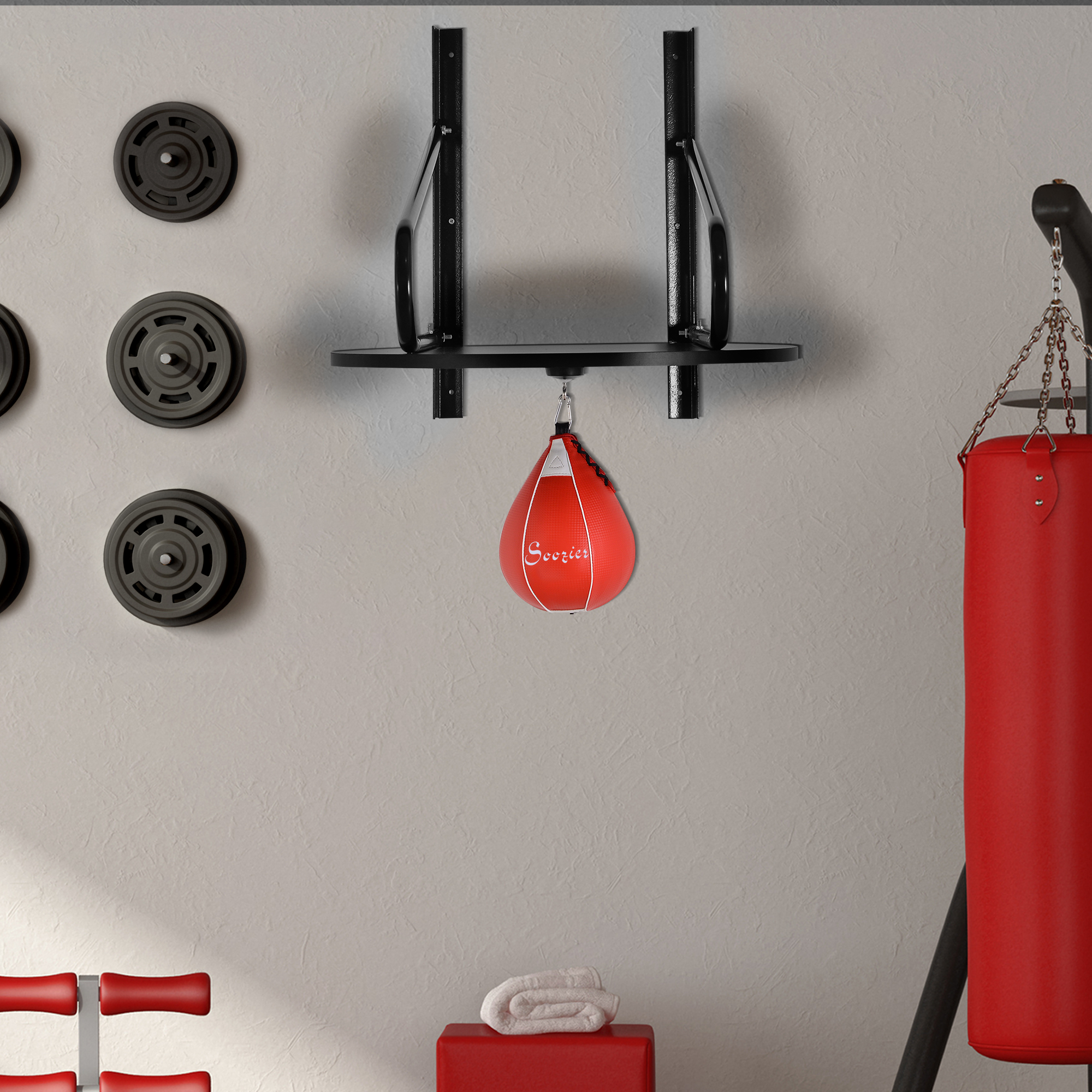 Soozier Wall-mounted Speed Bag Boxing Platform with Adjustable Height ...