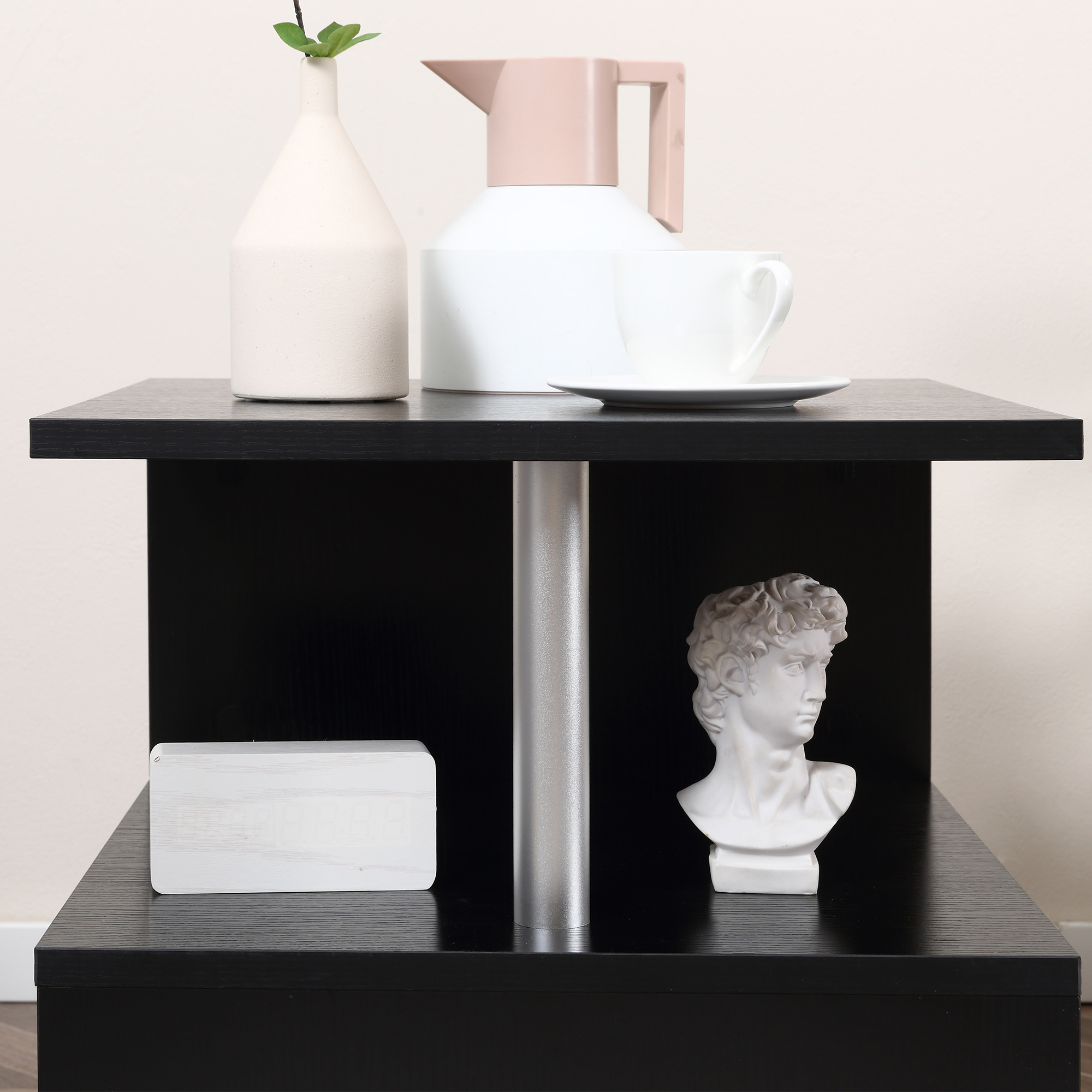 HOMCOM Wooden S Shape End Table 3 Tier Storage Shelves Organizer Living ...