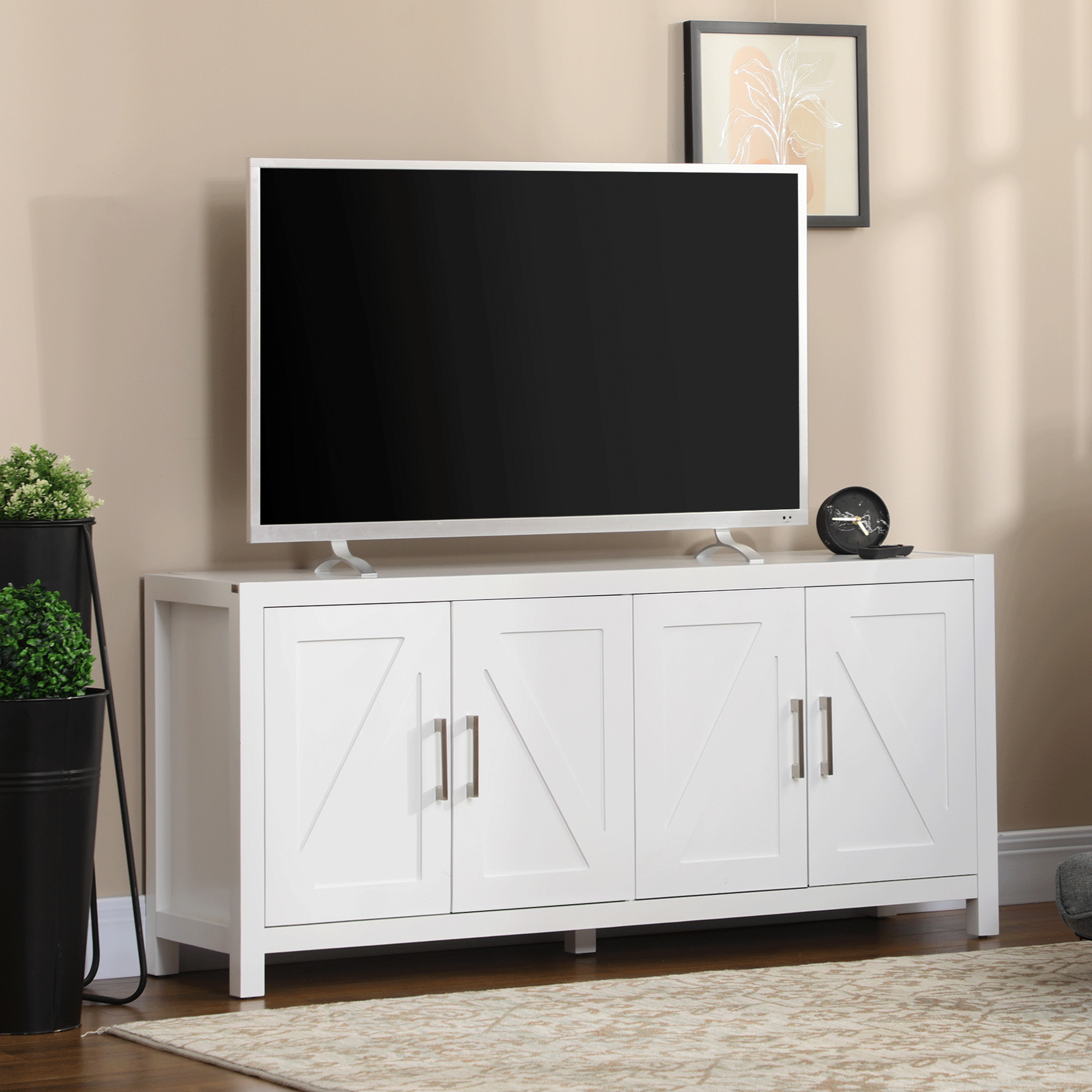 HOMCOM Sideboard Cabinet Buffets Table with Barn Style Doors TV Cabinet ...