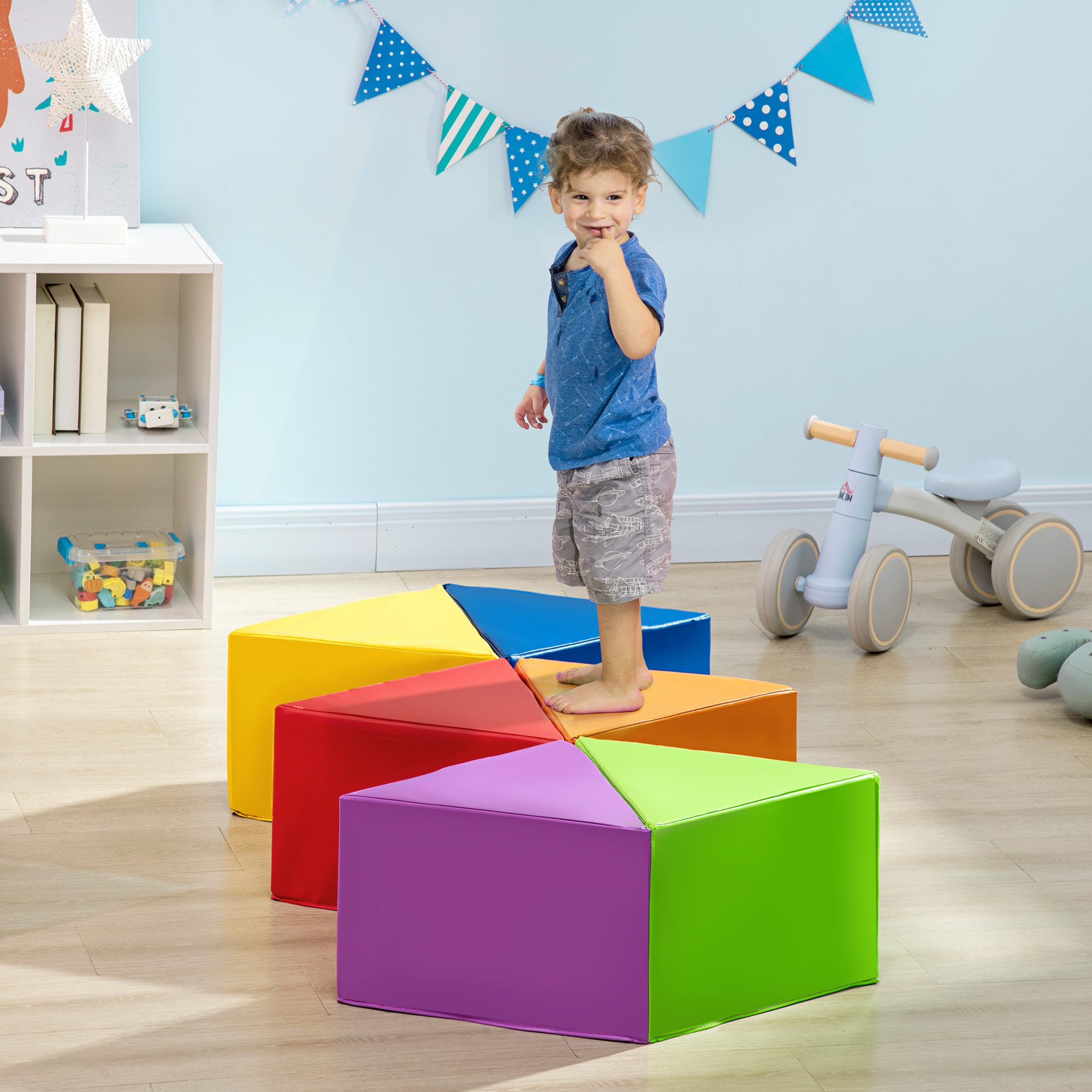 Qaba Foam Play Set, 2-Piece Kids Crawl and Climb Activity Soft Play Set ...