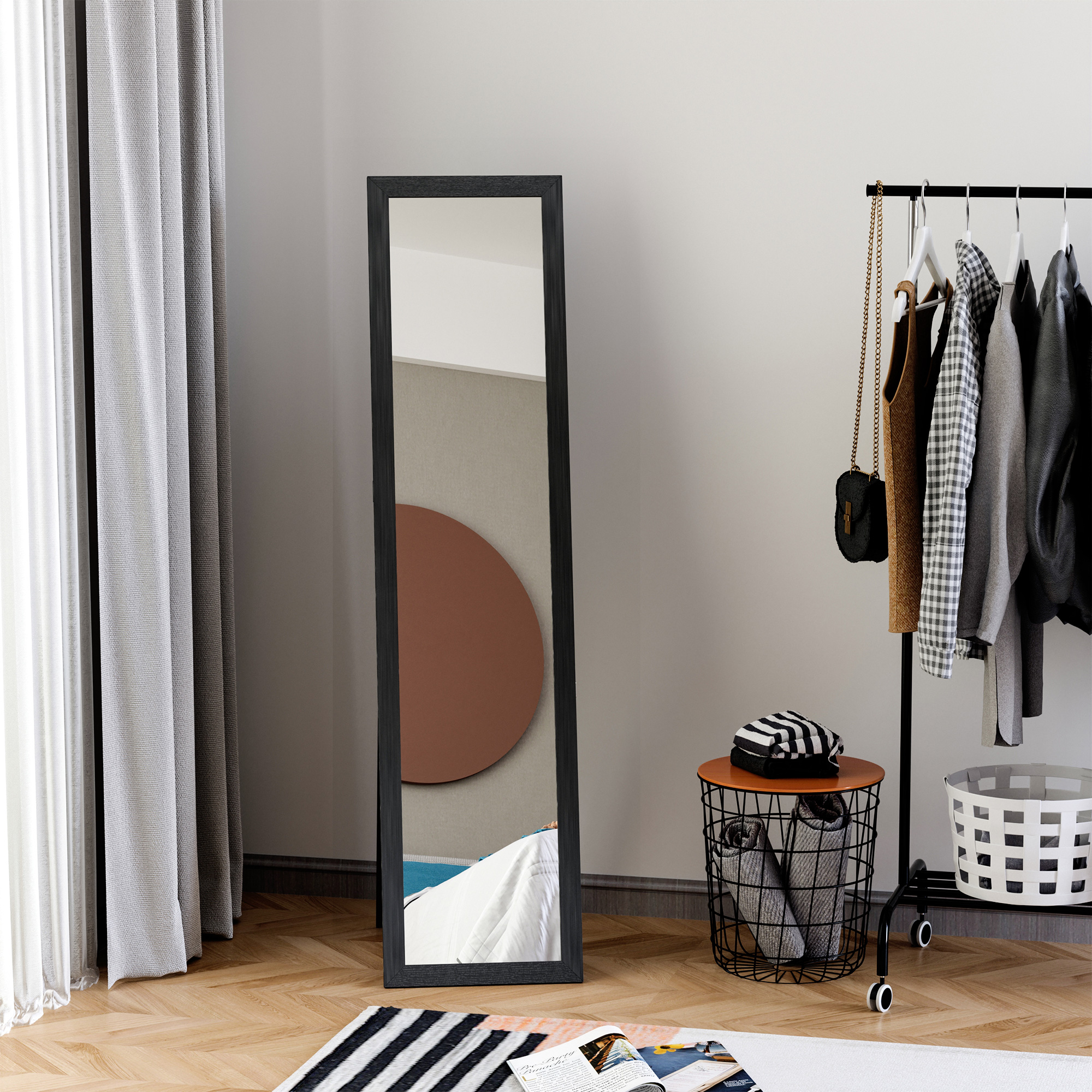HOMCOM Full Length Mirror for Bedroom, Free Standing Dressing Mirror ...
