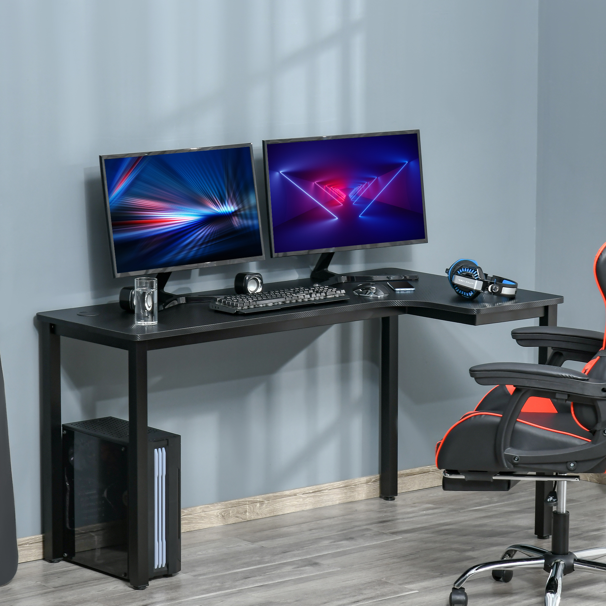 HOMCOM L-Shaped Desk, 57 Inch Corner Desk, Computer Table, Writing ...