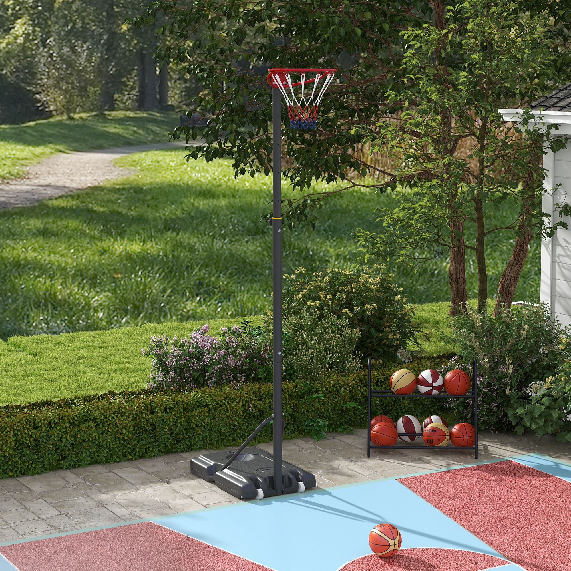 Soozier Portable Basketball Hoop, Basketball System, 8-10ft Height ...