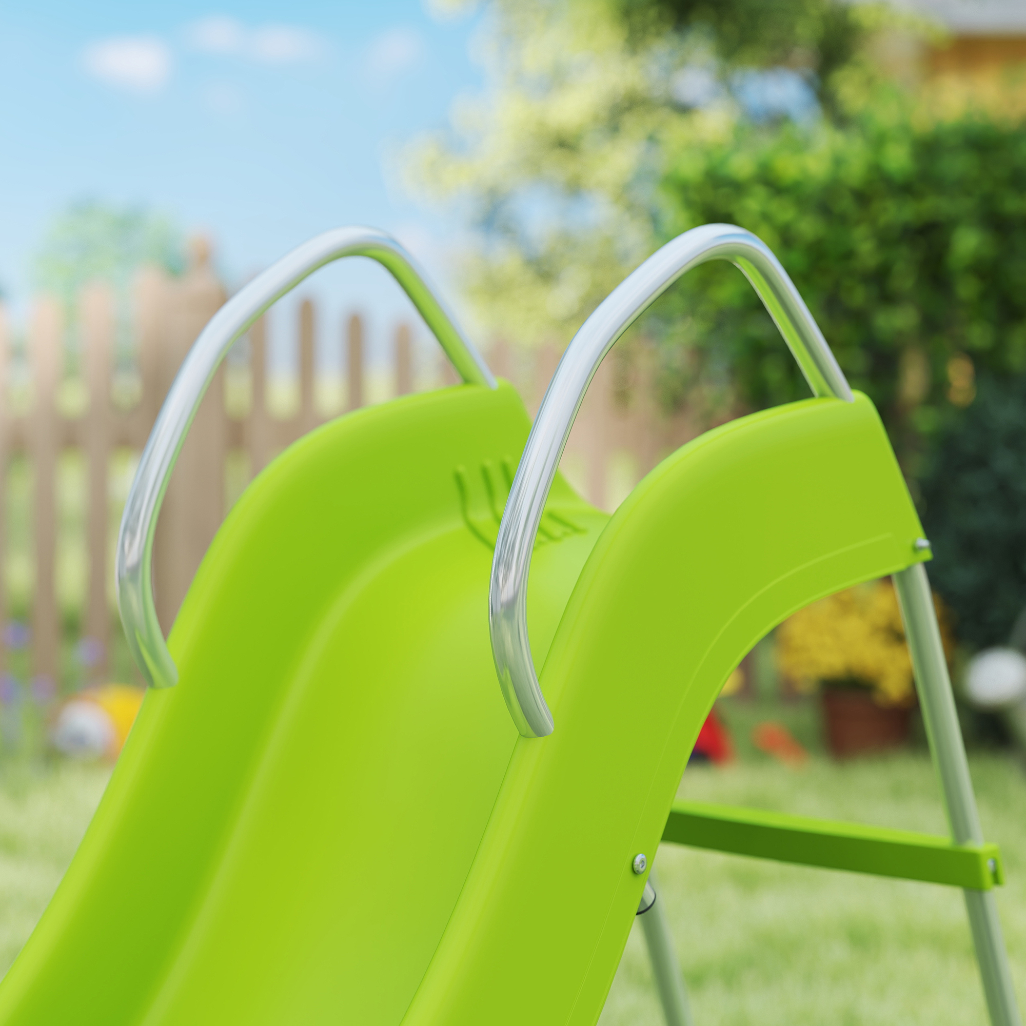 Qaba 5.7FT Outdoor Slide for Kids Ages 3-8, Climbing Step Ladder ...