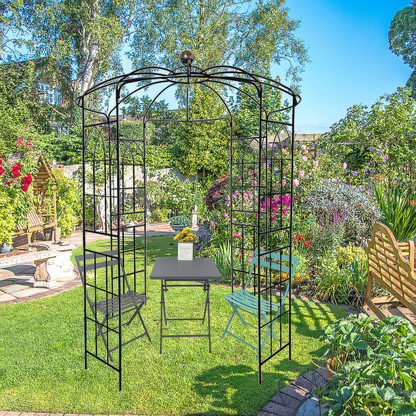 Metal Garden Arch Arbor with Anti-Rust Coating, Black | Aosom.com