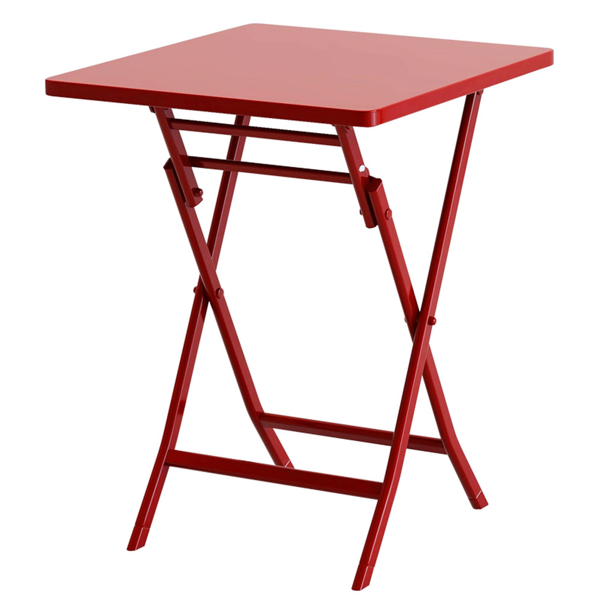 3-Piece Patio Bistro Set with Foldable Square Table and Chairs, Red ...