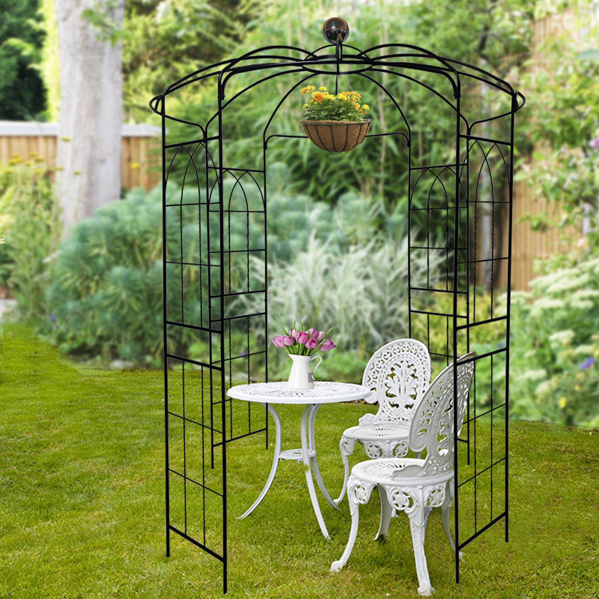 Metal Garden Arch Arbor with Anti-Rust Coating, Black | Aosom.com