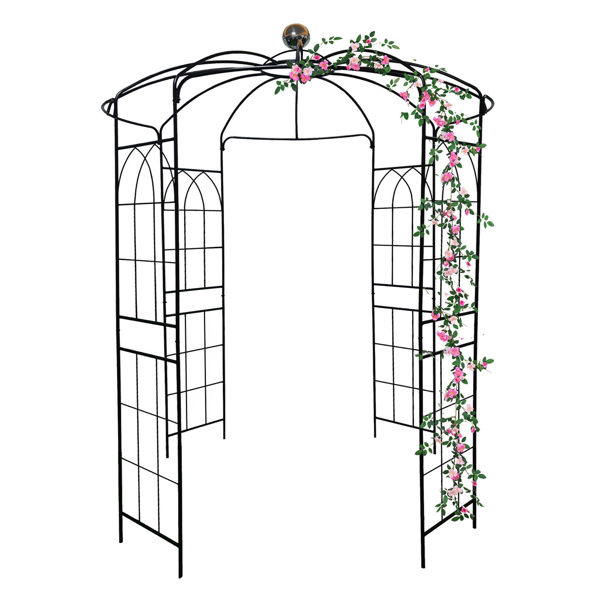 Metal Garden Arch Arbor with Anti-Rust Coating, Black | Aosom.com