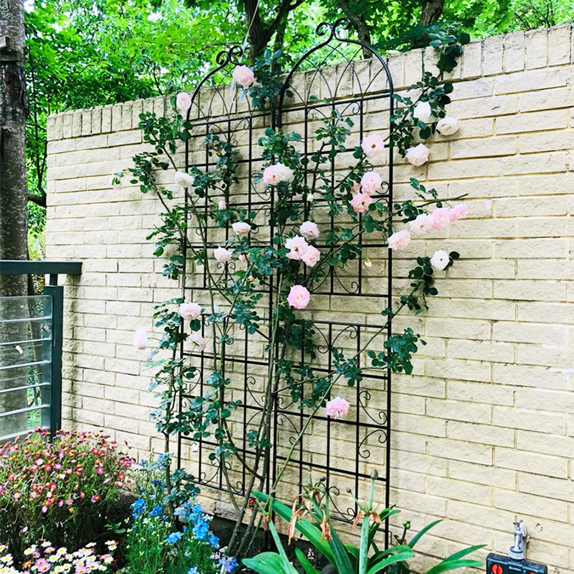 4 Pack Metal Garden Trellis with Galvanized Tube, Black | Aosom.com