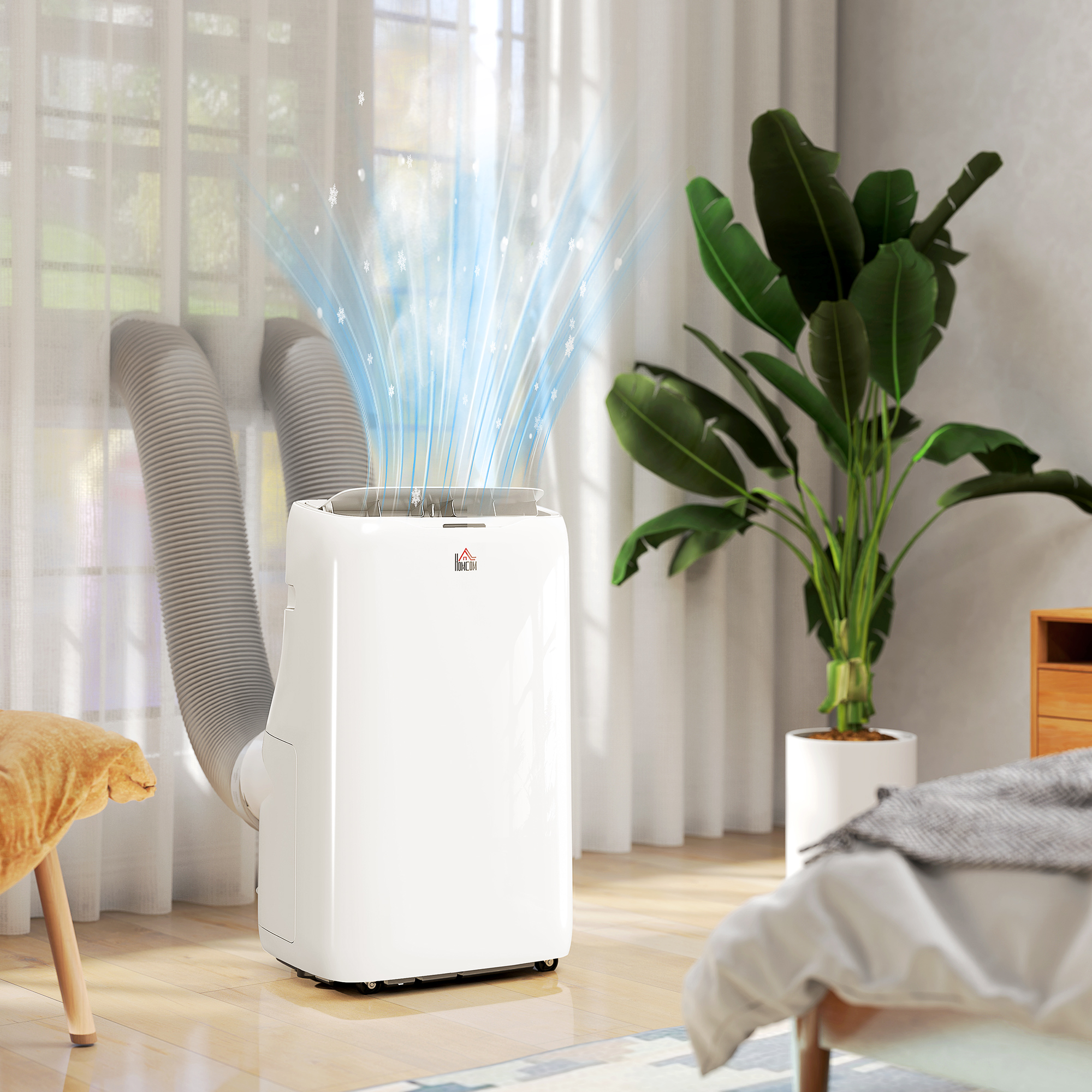 HOMCOM 14000 BTU Portable Air Conditioner, Inverter & Dual Hose AC Unit ...