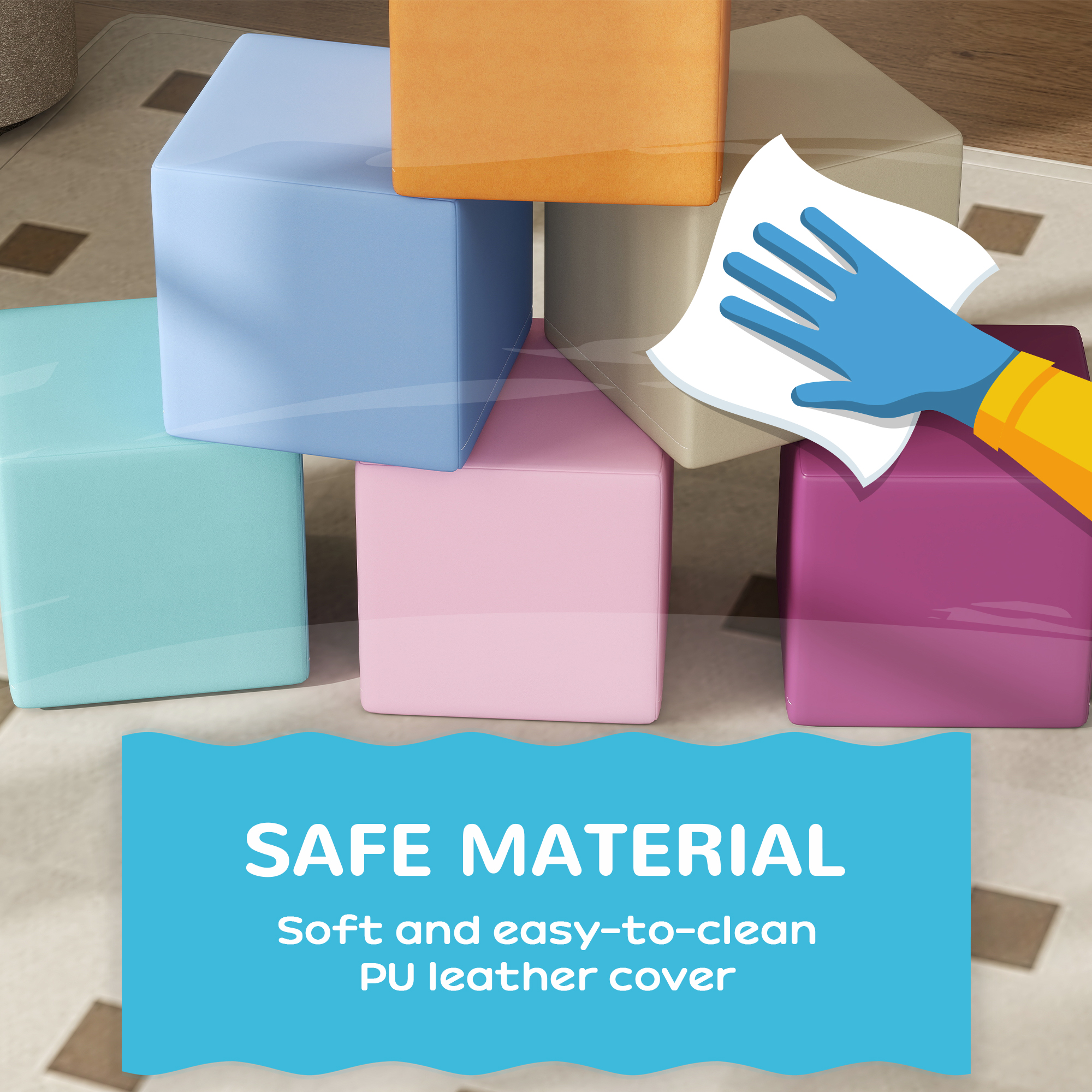 Soozier 12 Piece Soft Play Blocks Soft Foam Toy Building And Stacking ...