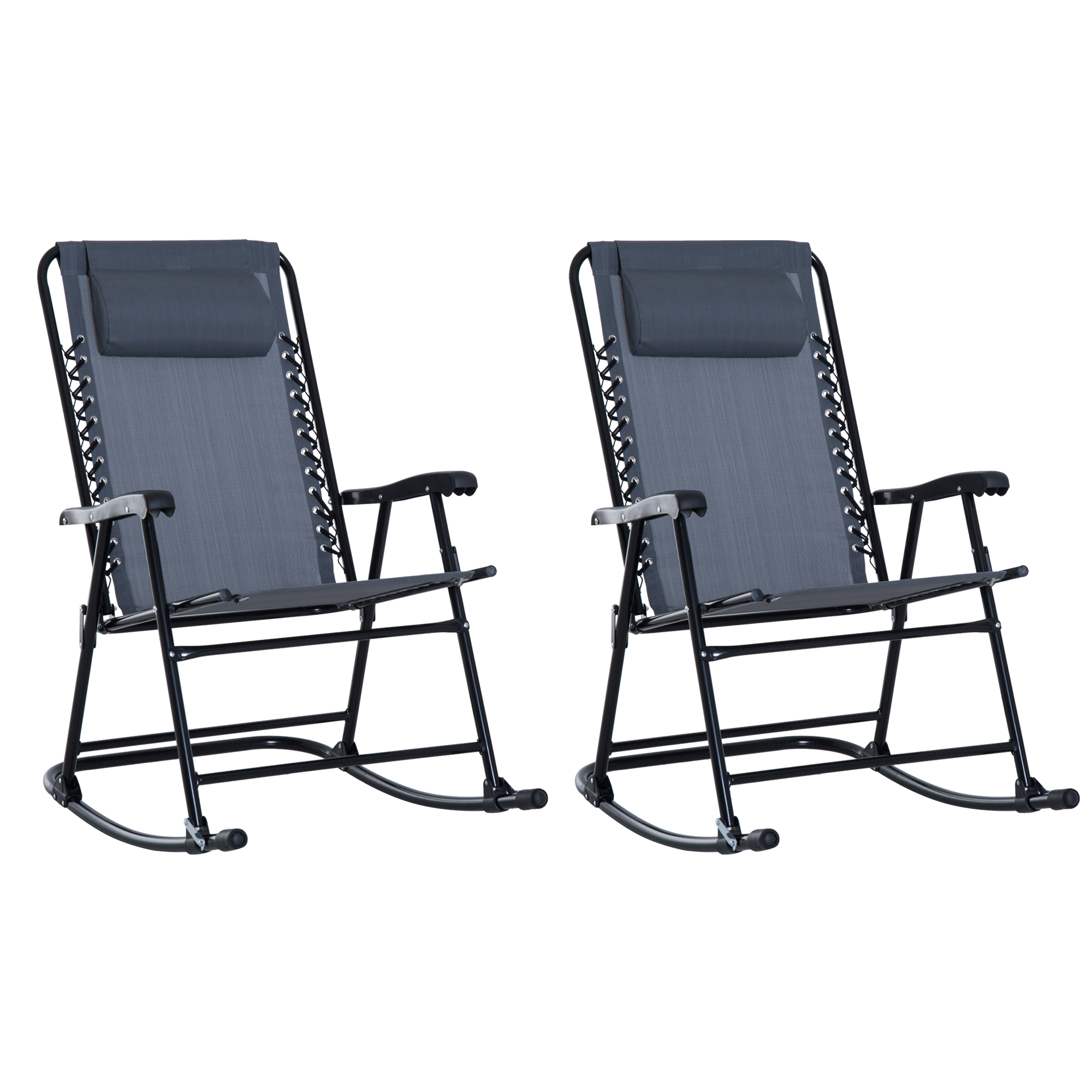 Outsunny 2 Piece Mesh Outdoor Patio Folding Rocking Chair Set Garden ...