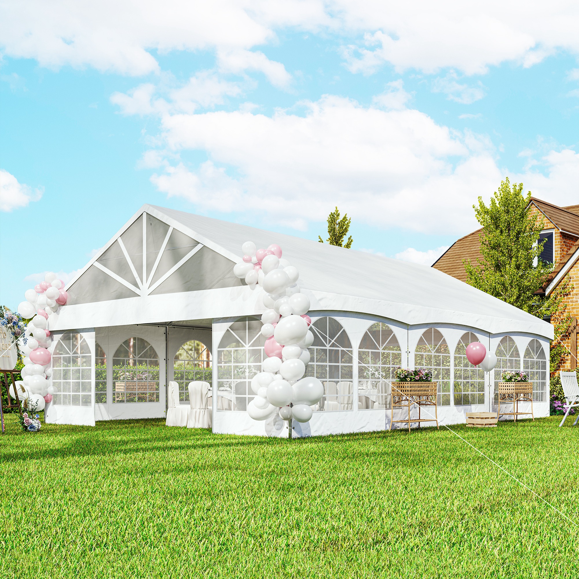 Outsunny 20' x 30' Heavy Duty Party Tent, Galvanized Outdoor Canopy ...