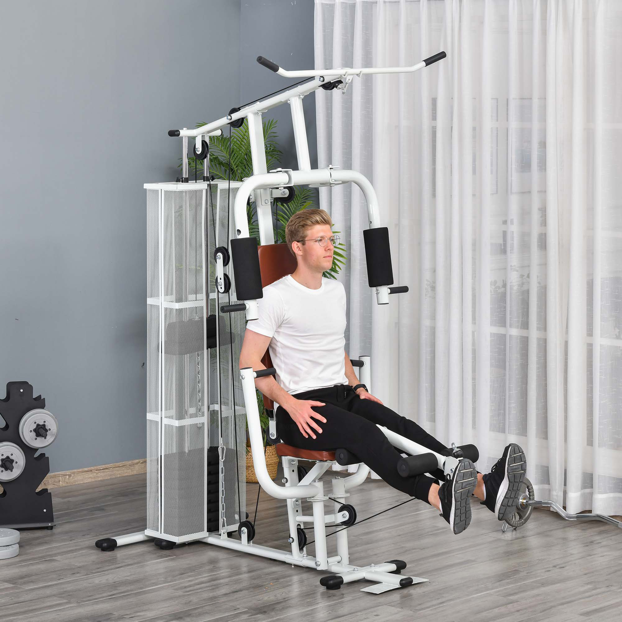 Soozier Home Gym, Multifunction Gym Equipment Workout Station with ...