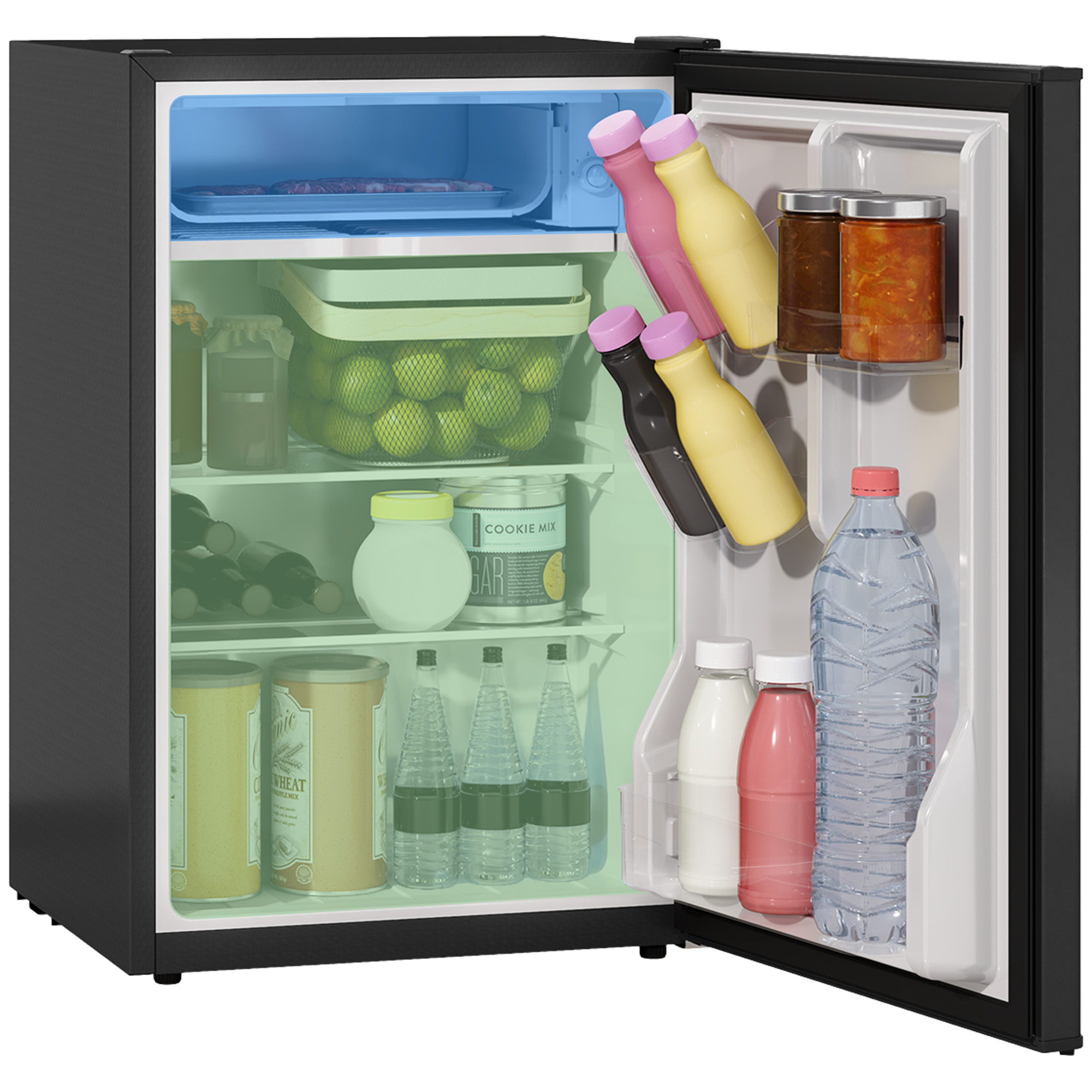 HOMCOM 2.5 Cu.Ft Mini Fridge, Single Door Compact Refrigerator with ...