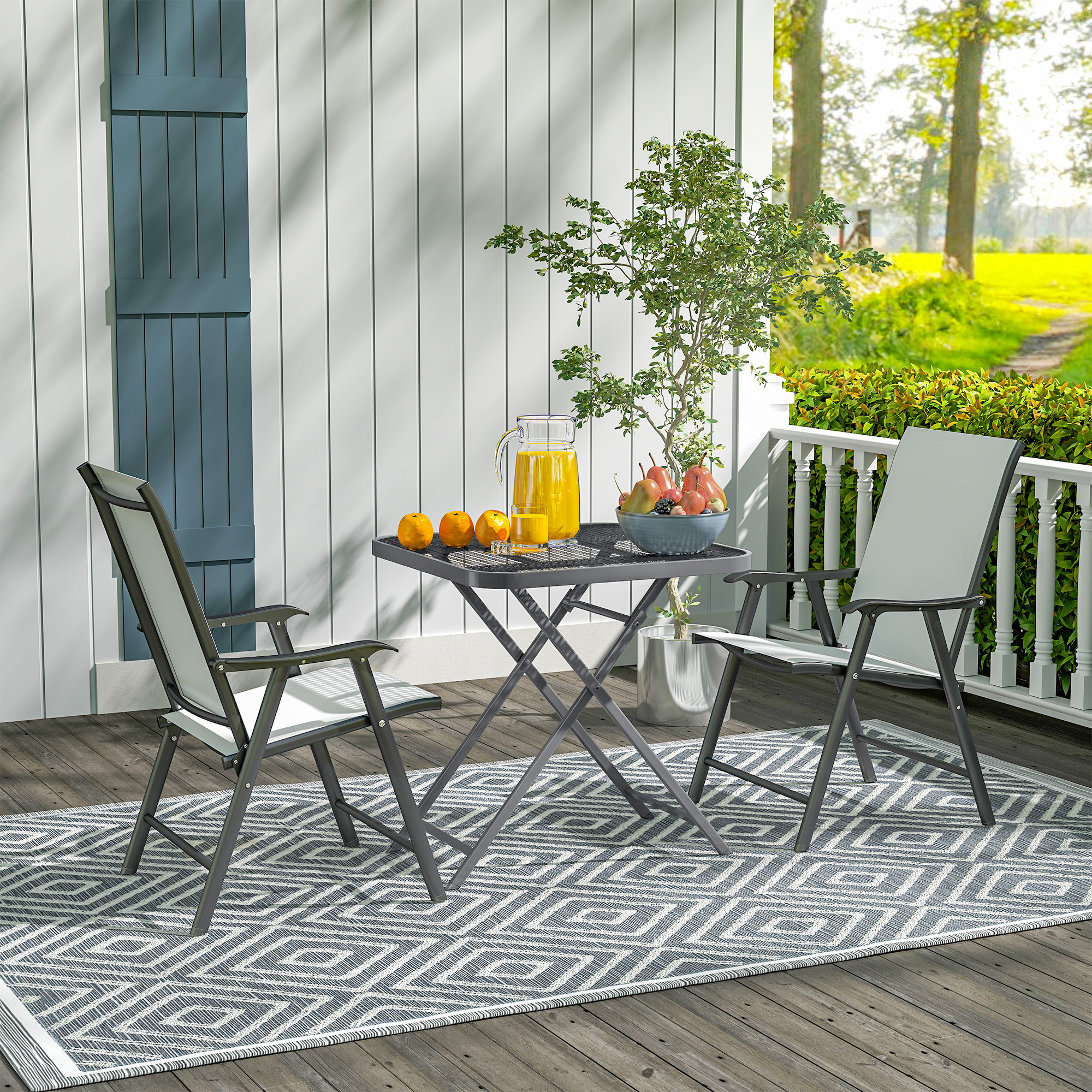 Outsunny 27.5" Square Outdoor Patio Table, Outdoor Folding Table with ...