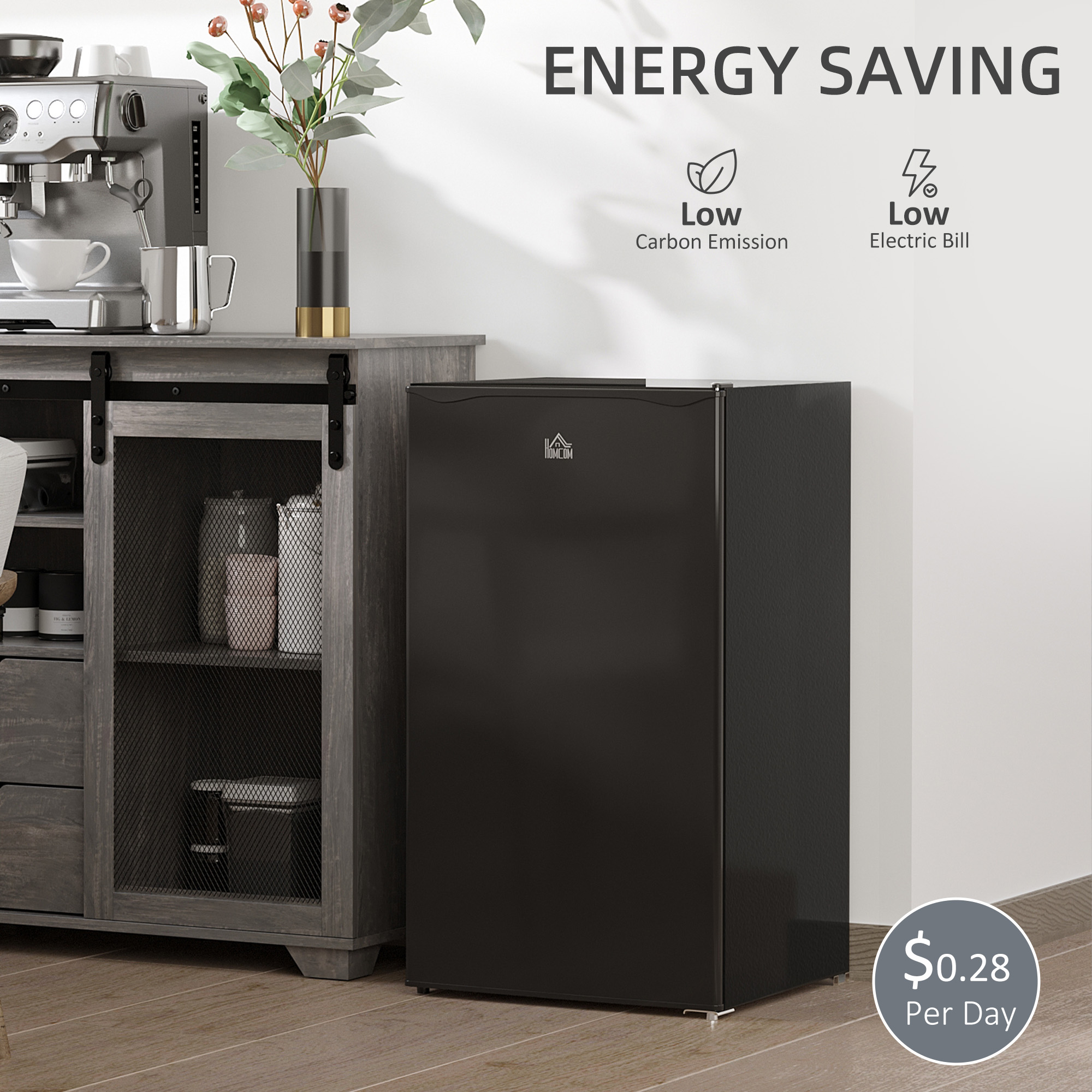 HOMCOM Mini Fridge with Freezer, 3.2Cu.Ft Compact Refrigerator with ...