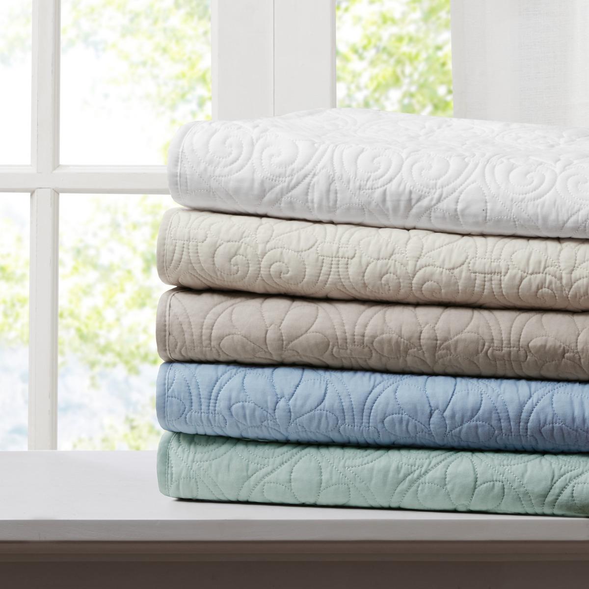 Oversized Quilted Throw Blanket with 100% Cotton Fill, Blue | Aosom.com
