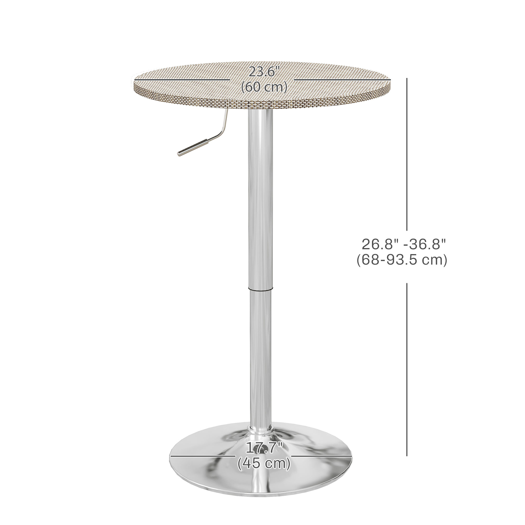 HOMCOM Adjustable Bar Table for 2, Round Pub Table with PE Rattan Top ...