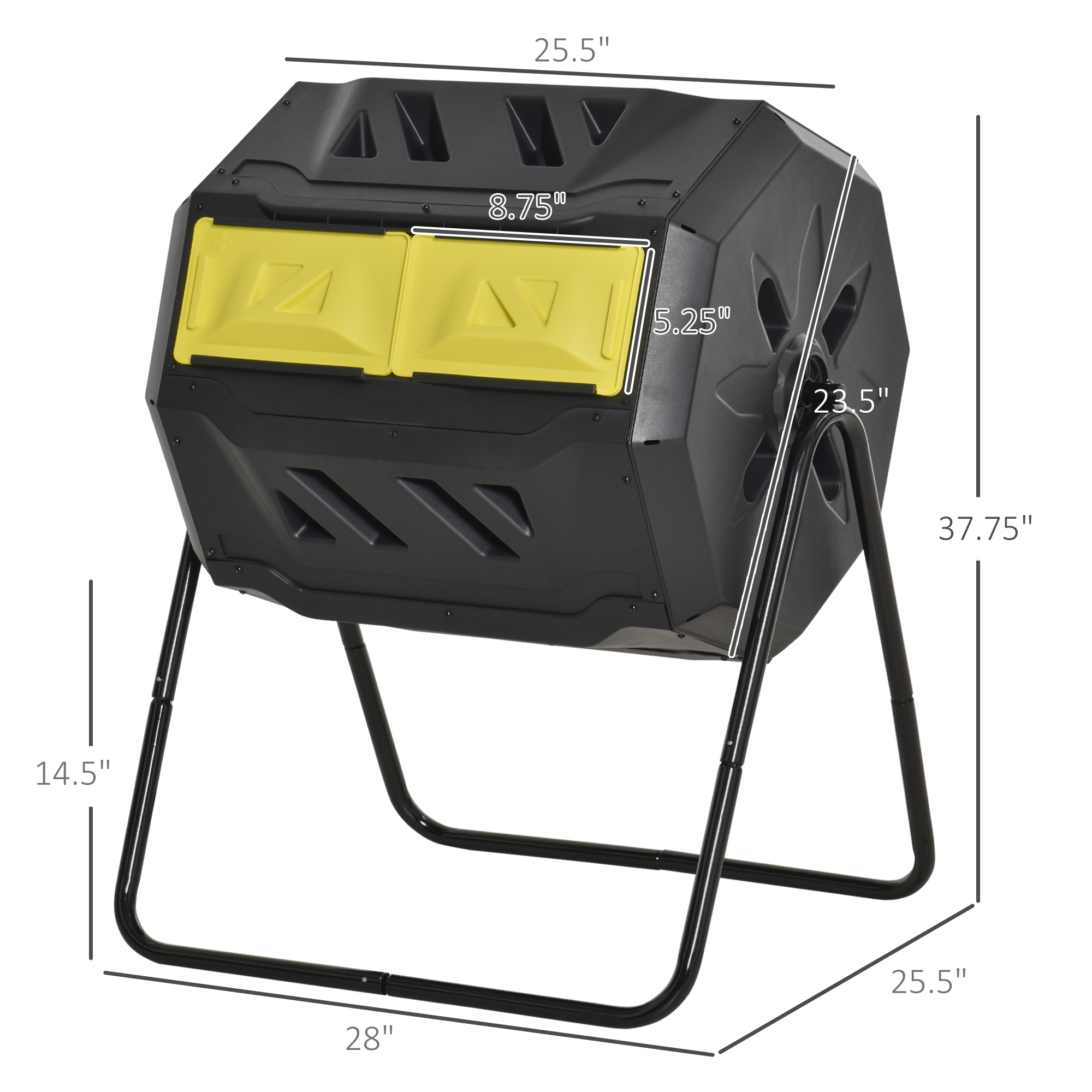 Outsunny Tumbling Compost Bin Outdoor Dual Chamber 360° Rotating ...