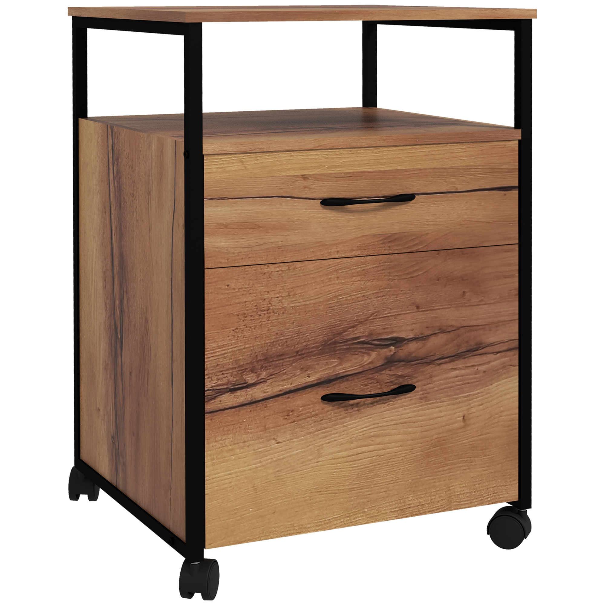 Vinsetto Vertical Filing Cabinet, Mobile File Cabinet with 2 Drawers ...