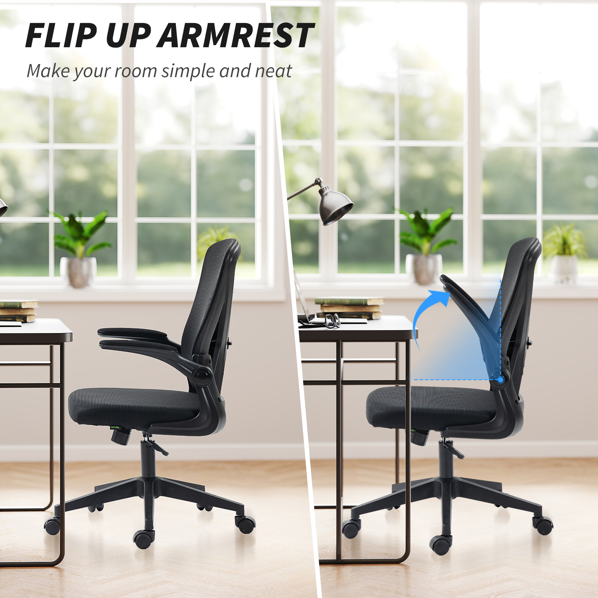 Vinsetto Mesh Office Chair, Mid-Back Computer Desk Chair with Lumbar ...