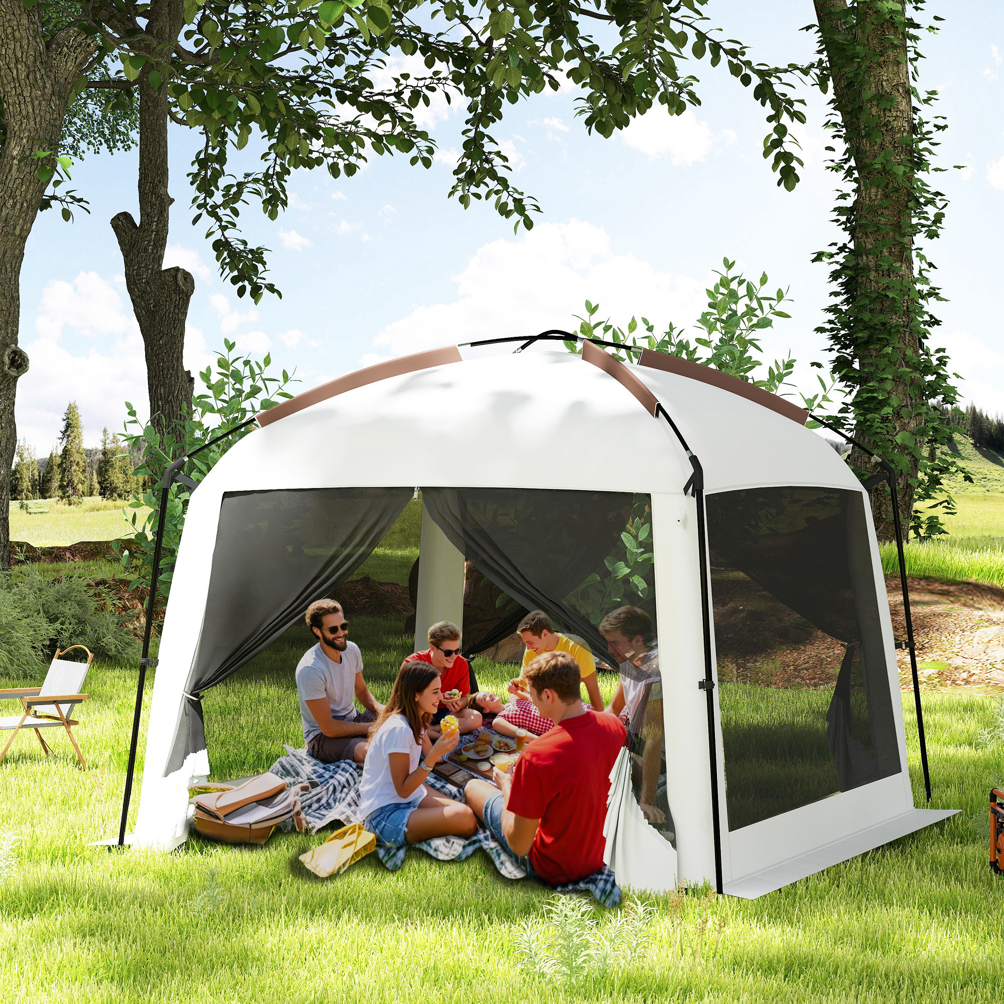 Outsunny 10' x 10' Screen Tent, UV50+ Protection Outdoor Screen House ...