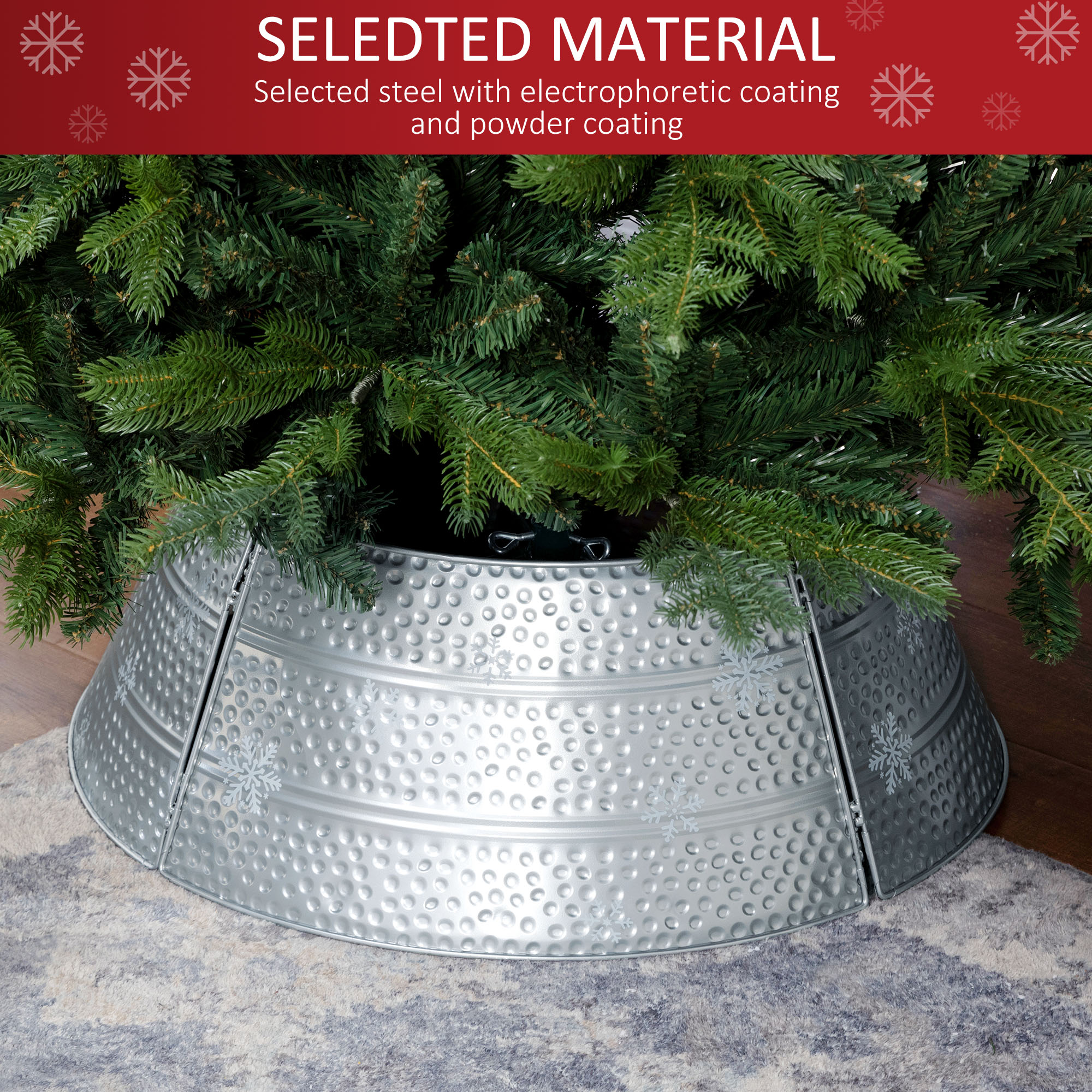 HOMCOM 26" Christmas Tree Base Cover, Christmas Tree Collar with Hollow ...