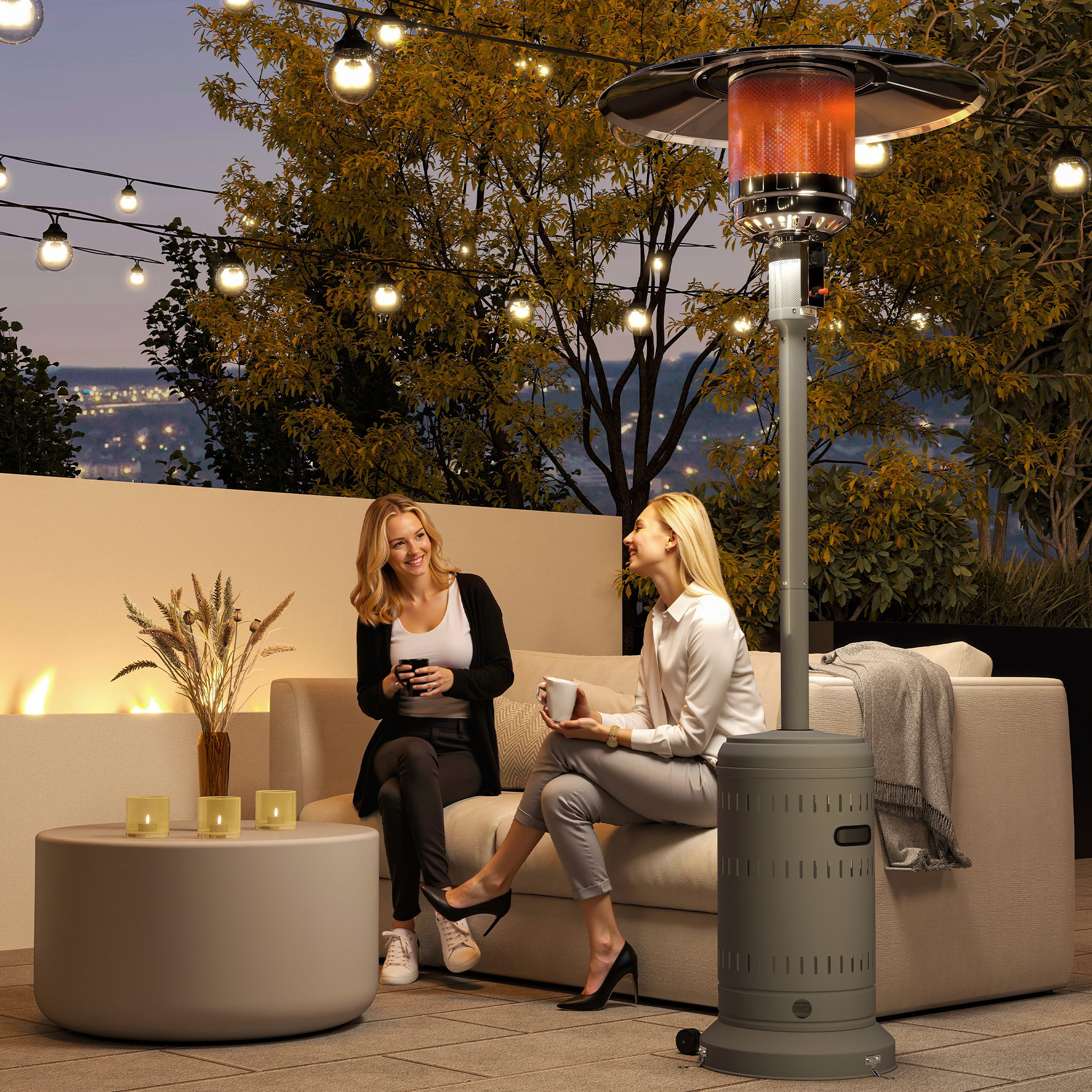 Outsunny 48000 BTU Portable Outdoor Propane Heater, Free Standing ...