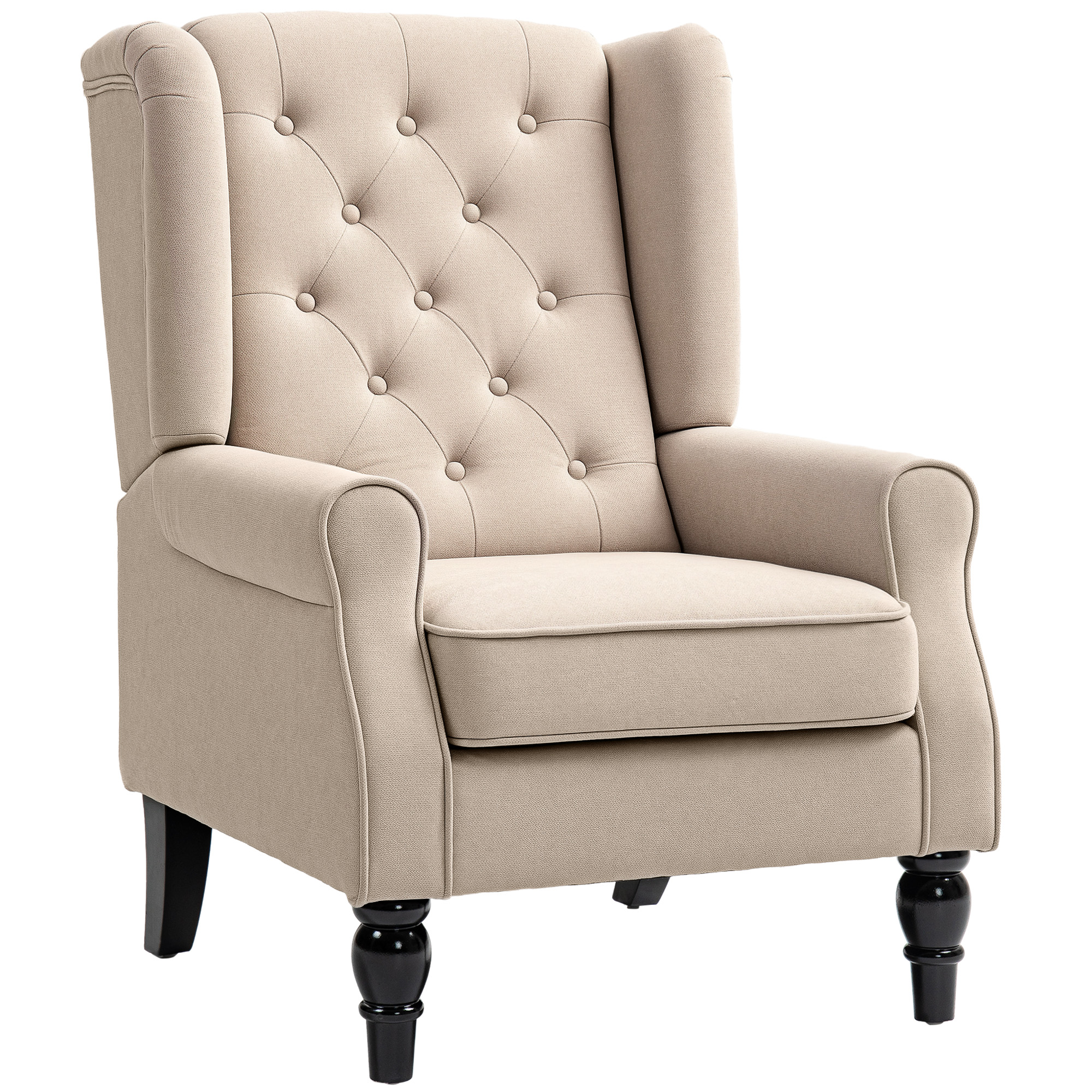 HOMCOM Wingback Accent Chair for Living Room, Button-Tufted Lounge ...