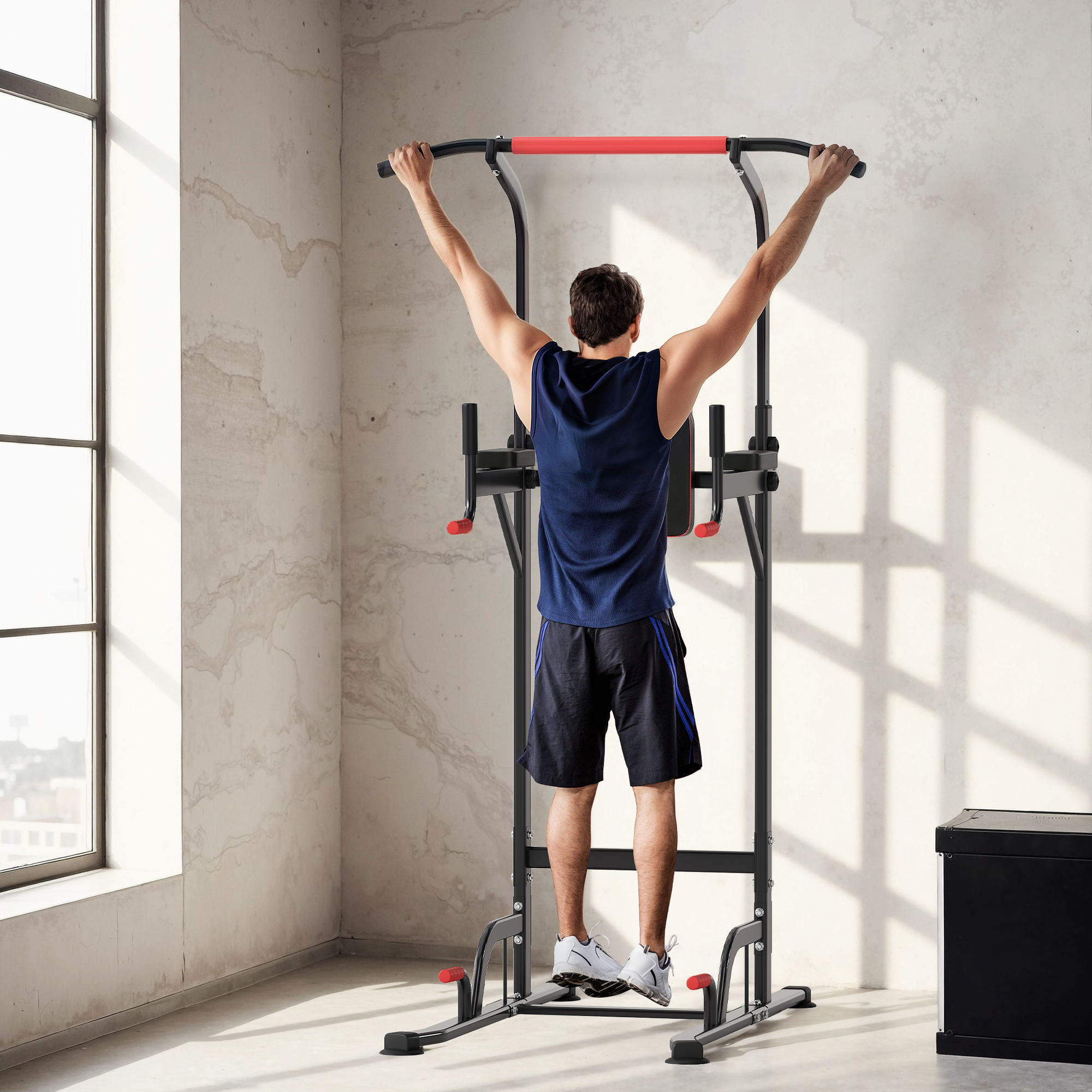 Soozier Adjustable Power Tower with Pull up and Dip Bar for Home Gym ...