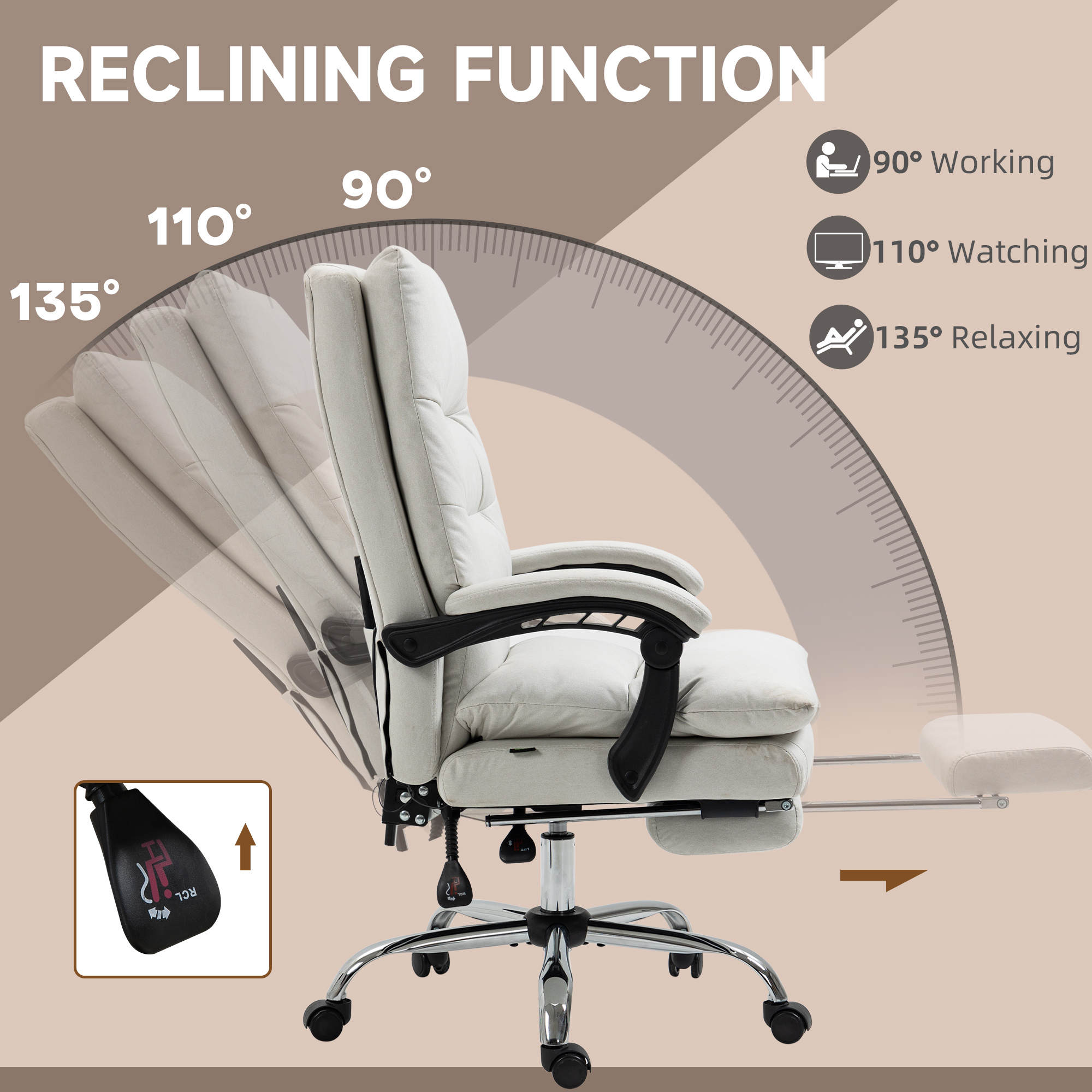 Vinsetto Microfibre Vibration Massage Office Chair, Heated Reclining ...