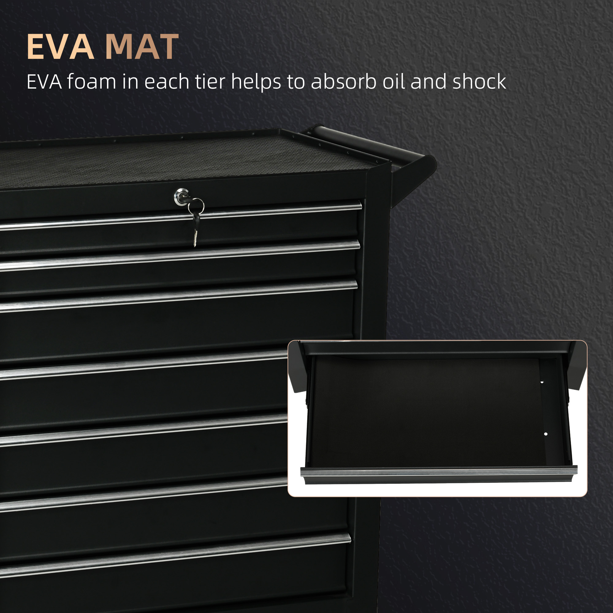 HOMCOM Mobile Lockable Toolbox, 7 Drawer Tool Chest, Storage Organizer ...