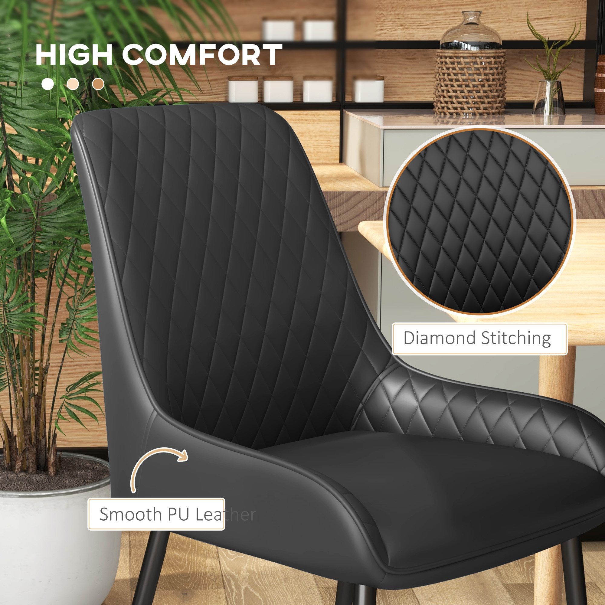 HOMCOM Mid-Class Modern Dining Room Chairs Black | Aosom Canada