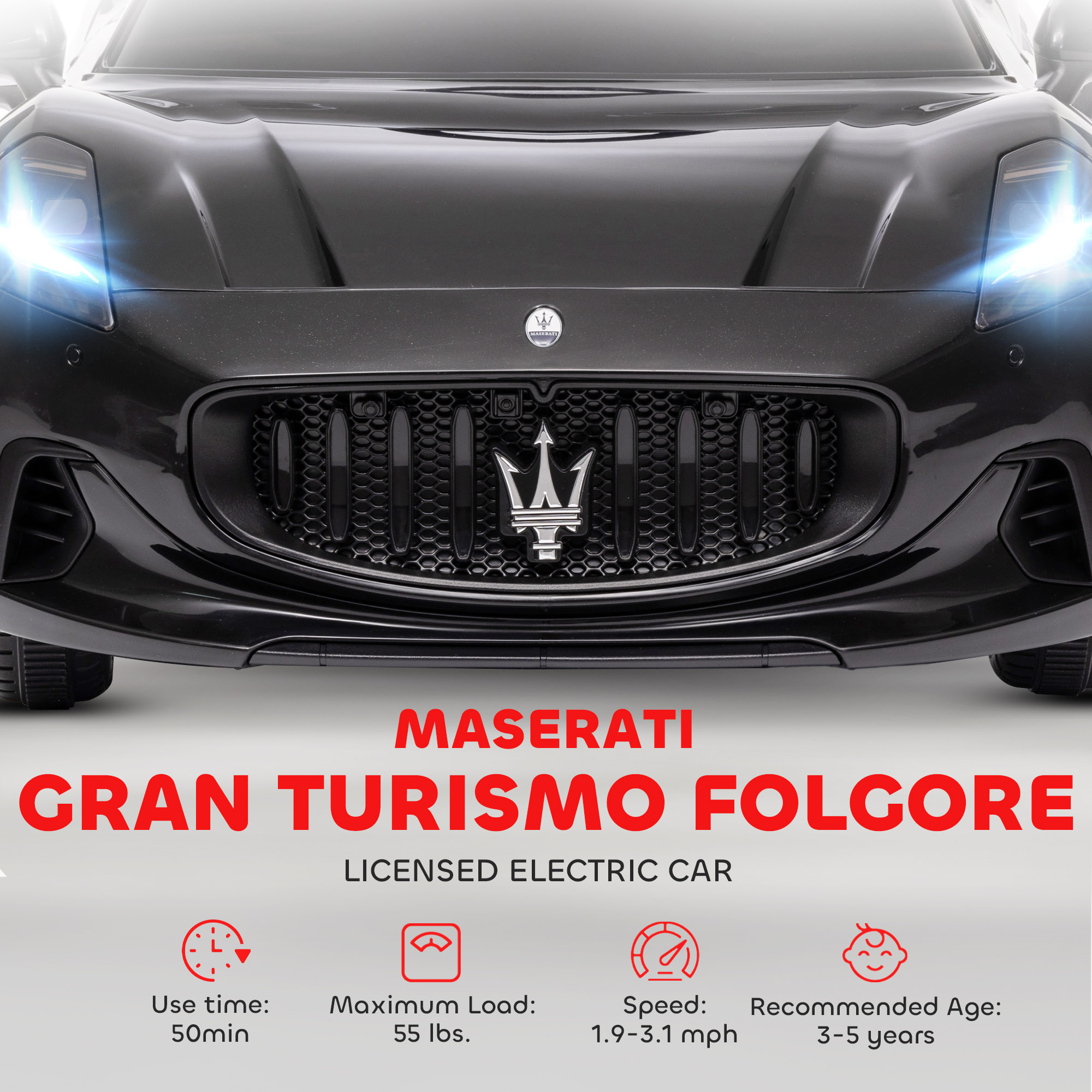 Qaba Maserati Gran Turismo Licensed 12V Kids Electric Car w/ Remote ...