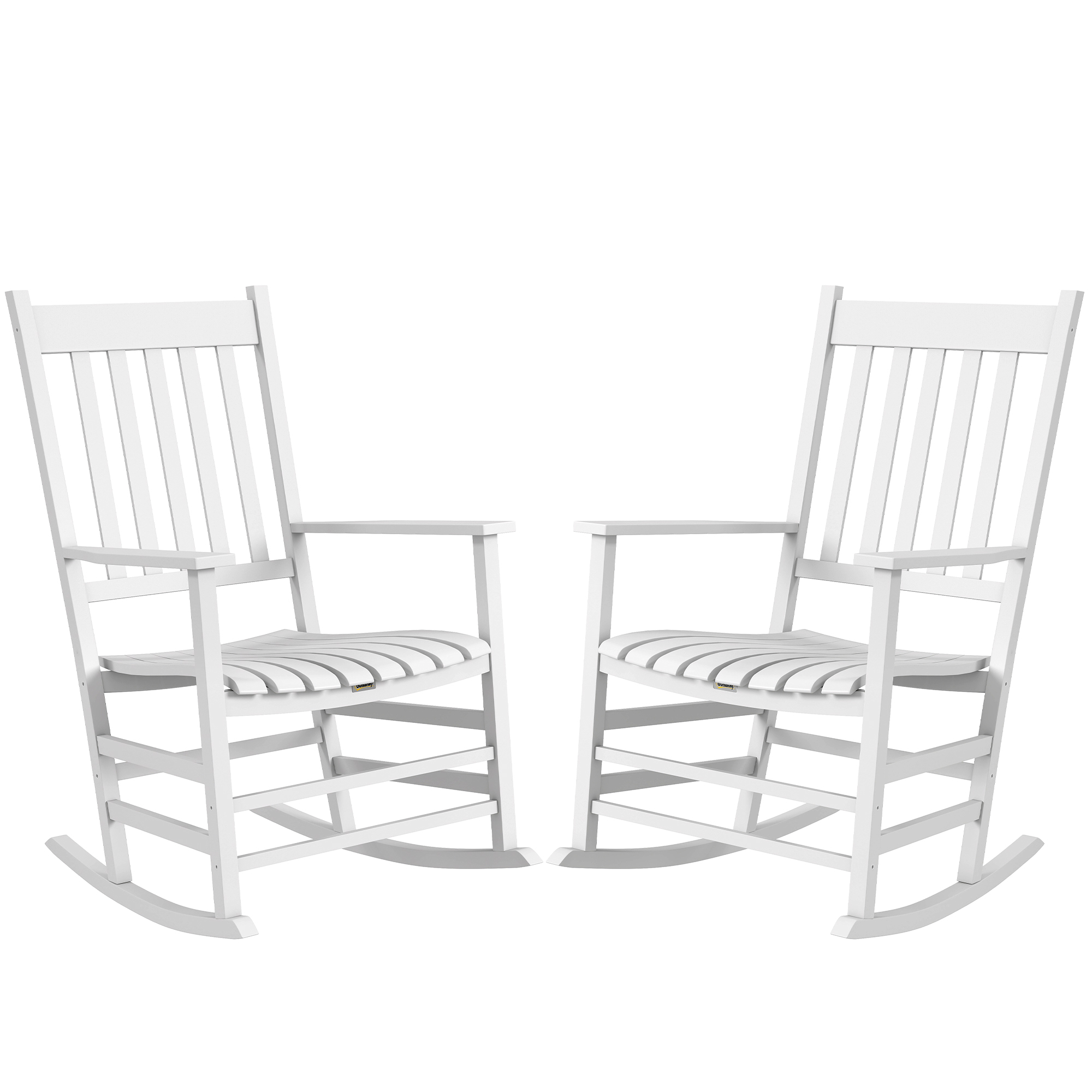 Outsunny Wooden Patio Rocking Chairs Set of 2, Outdoor Rocker Chairs ...